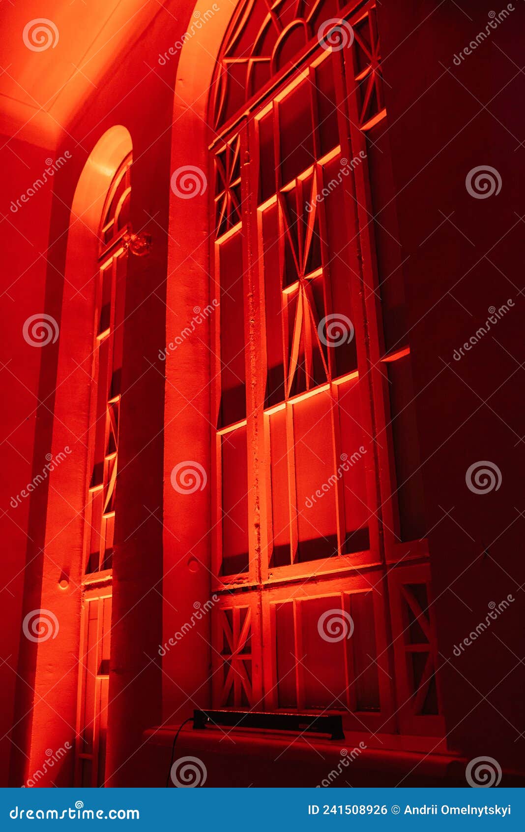 Rounded Large Windows in Red Stock Photo - Image of large, light: 241508926