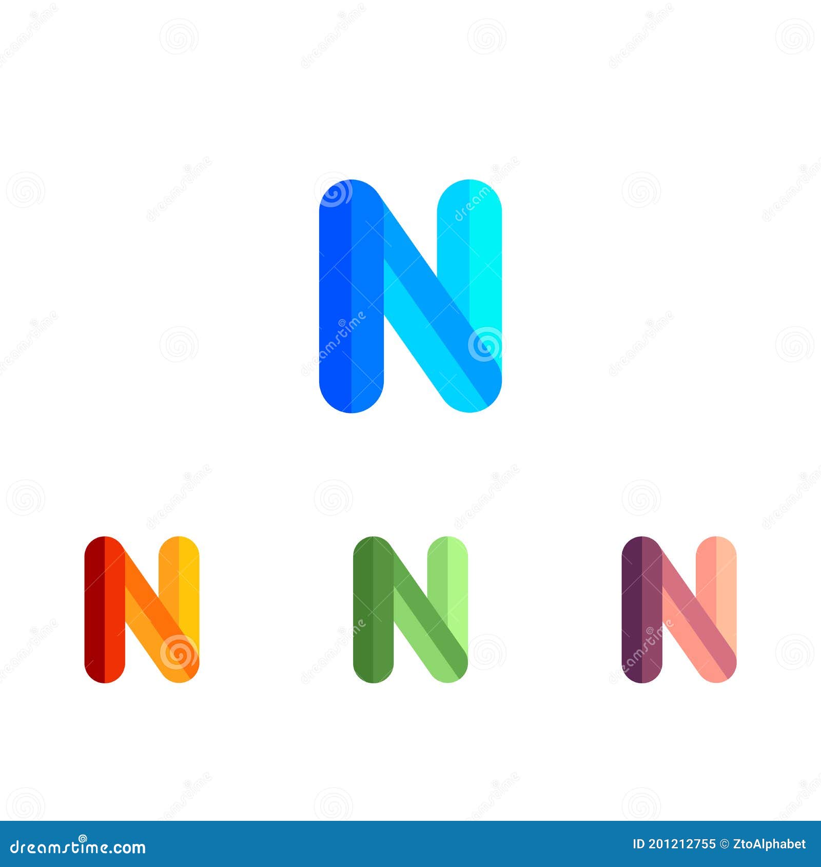 Rounded Letter Logo N Symbol Icon Stock Vector - Illustration of ...