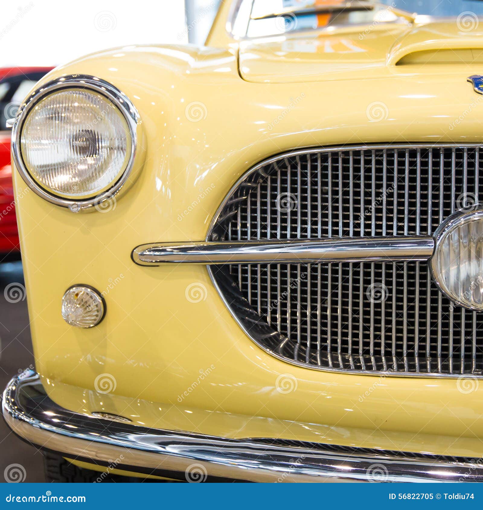 Rounded Lines and Round Headlights of a Vintage Car Stock Image - Image ...