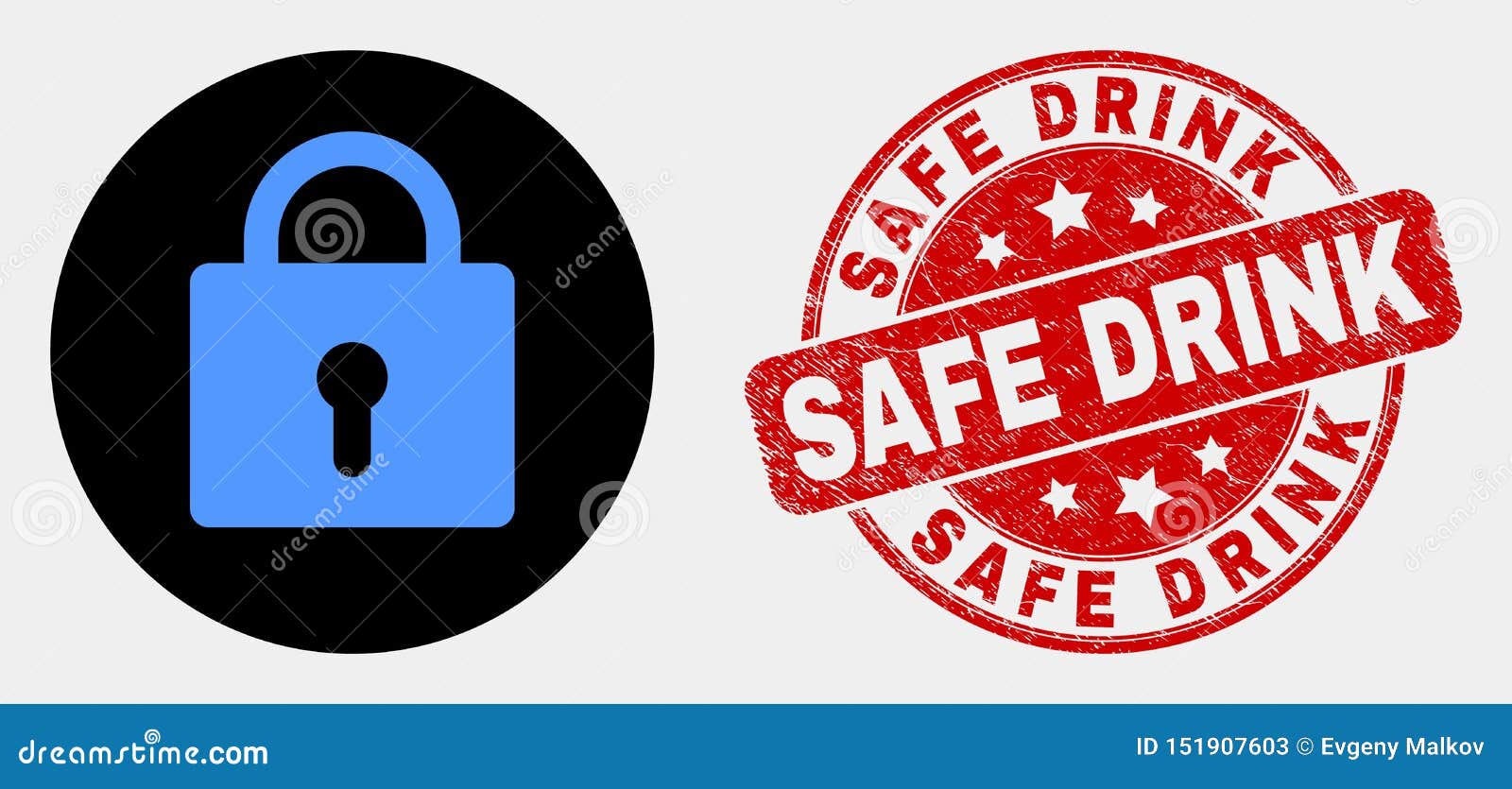 Vector Lock Icon and Grunge Safe Drink Stamp Seal Stock Vector ...