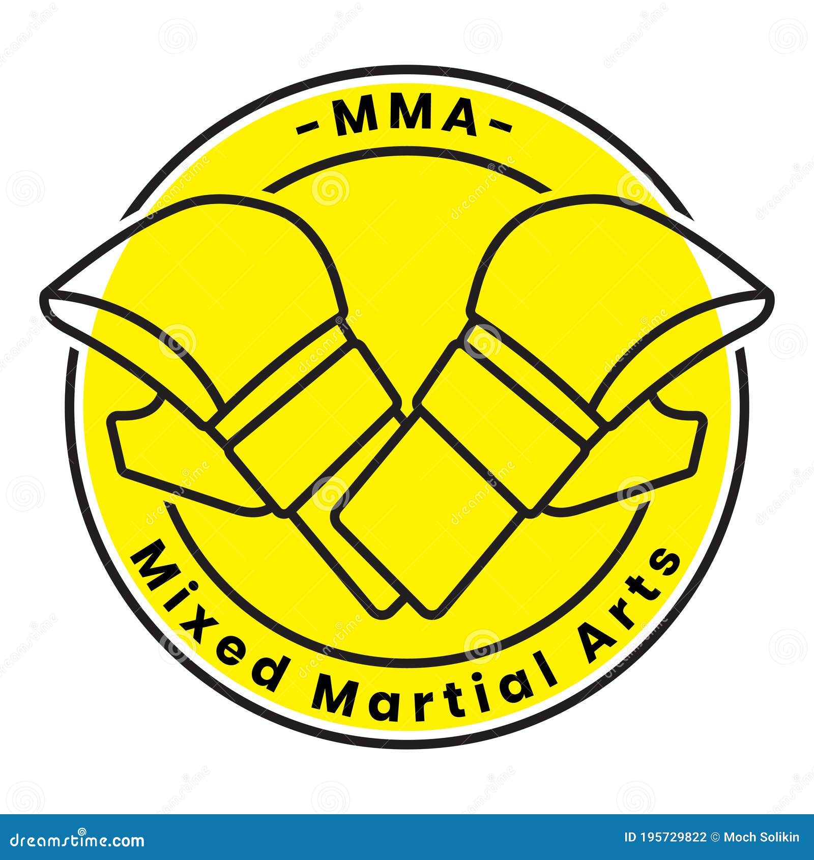 Rounded Mixed Martial Arts Symbol or MMA Logo with Text for Apps or ...