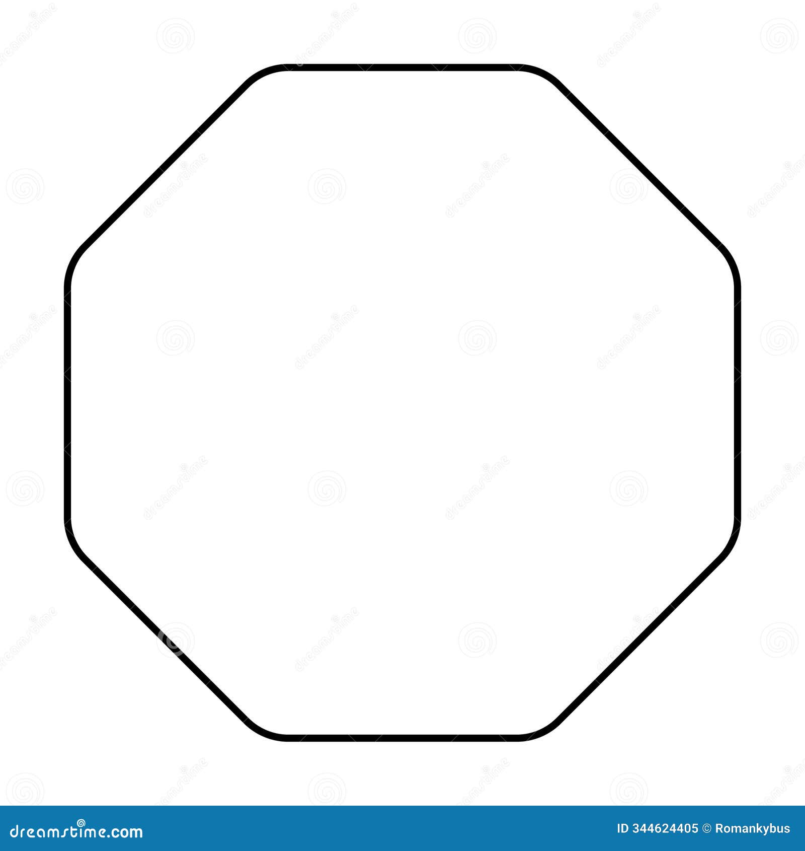 Rounded Octagon Shape Symbol, Black And White Vector Silhouette ...