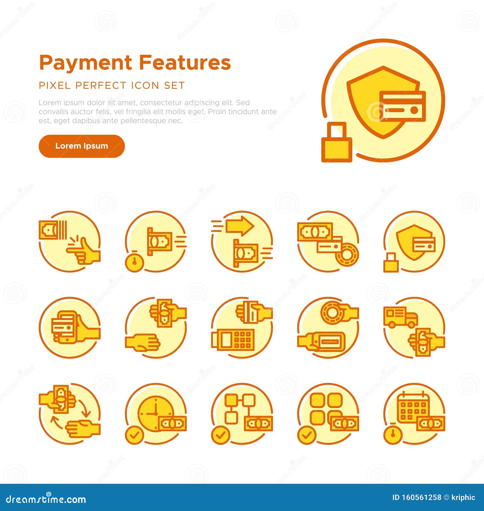 Rounded Payment Features Icon Set Stock Vector - Illustration of fast ...