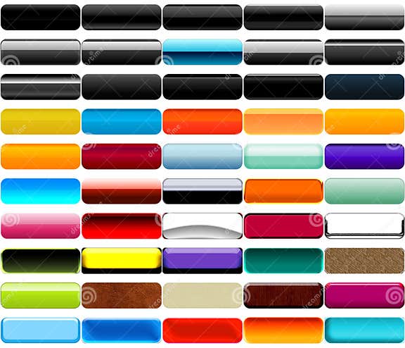 Rounded Rectangle Button Set 2 Stock Photo - Illustration of yellow ...