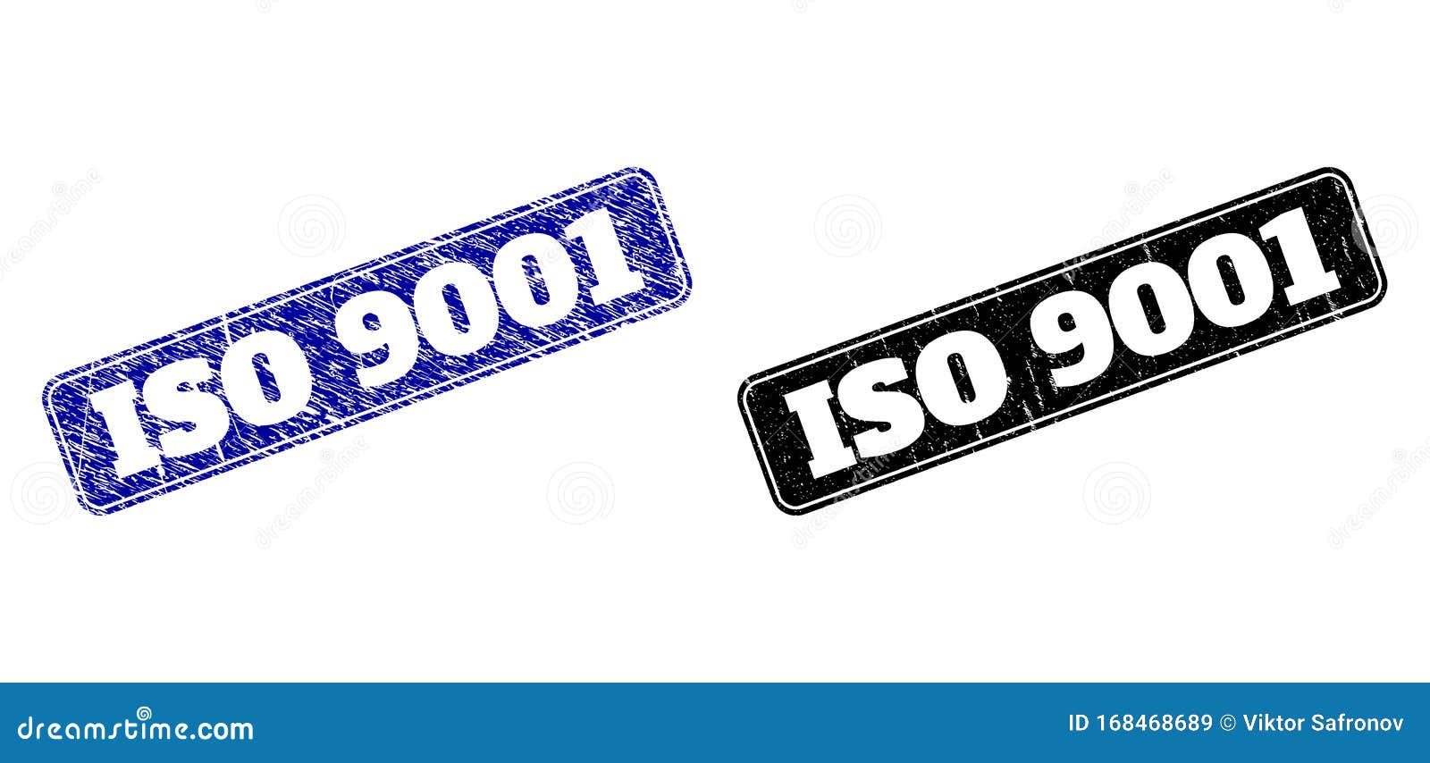 ISO 9001 Black and Blue Rounded Rectangle Stamp Seals with Grunge ...