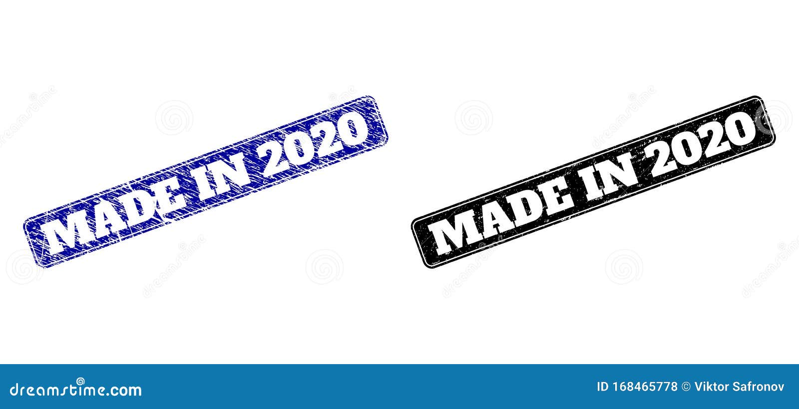 MADE in 2020 Black and Blue Rounded Rectangular Stamps with Corroded ...
