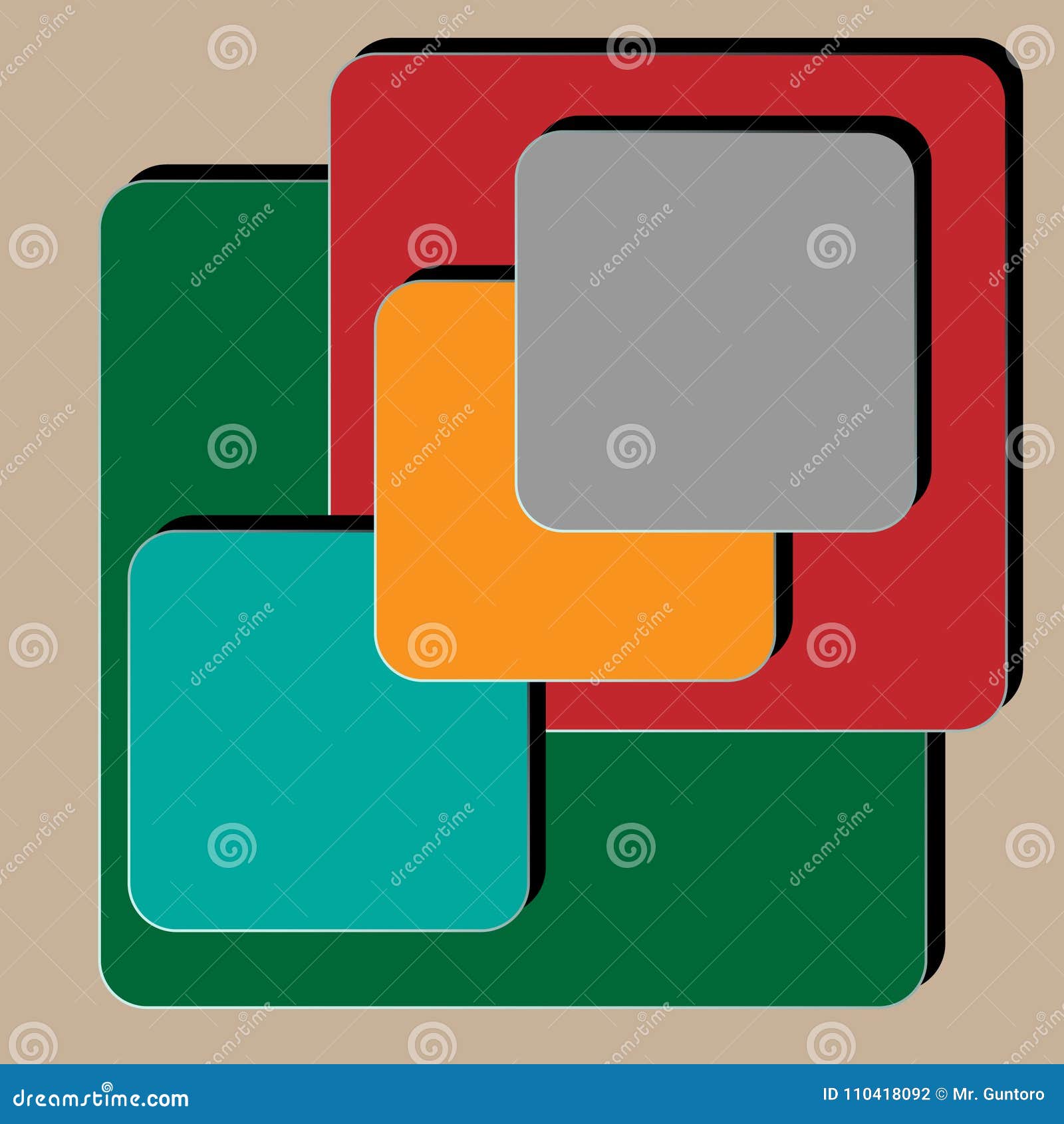 Rounded Rectangle Stack with Black Shadow Background Stock Illustration ...