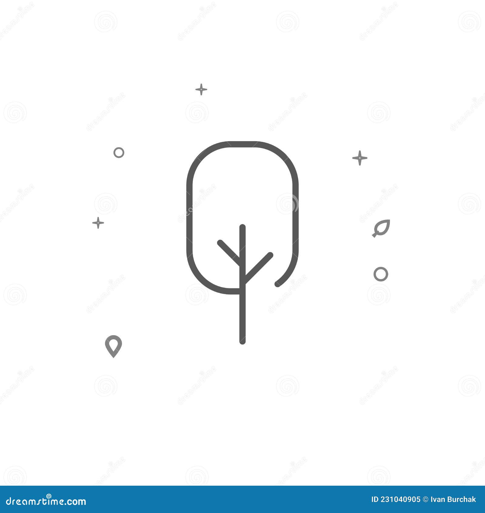Rounded Rectangle Tree Simple Vector Line Icon. Tree Sign Isolated on ...
