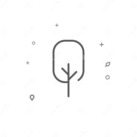 Rounded Rectangle Tree Simple Vector Line Icon. Tree Sign Isolated on ...