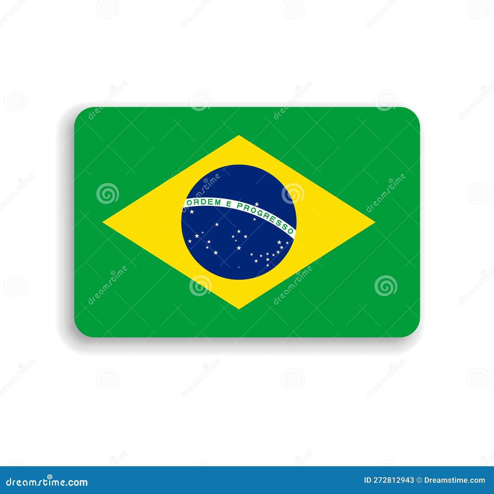 Rounded Rectangle Vector Flag of Brazil Stock Vector - Illustration of ...