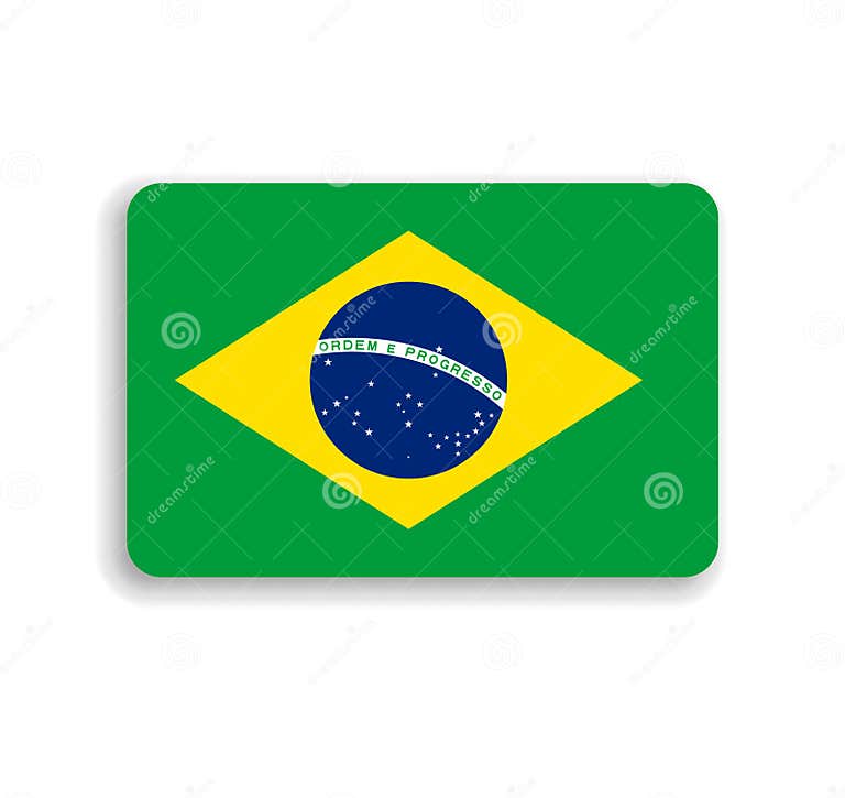 Rounded Rectangle Vector Flag of Brazil Stock Vector - Illustration of ...