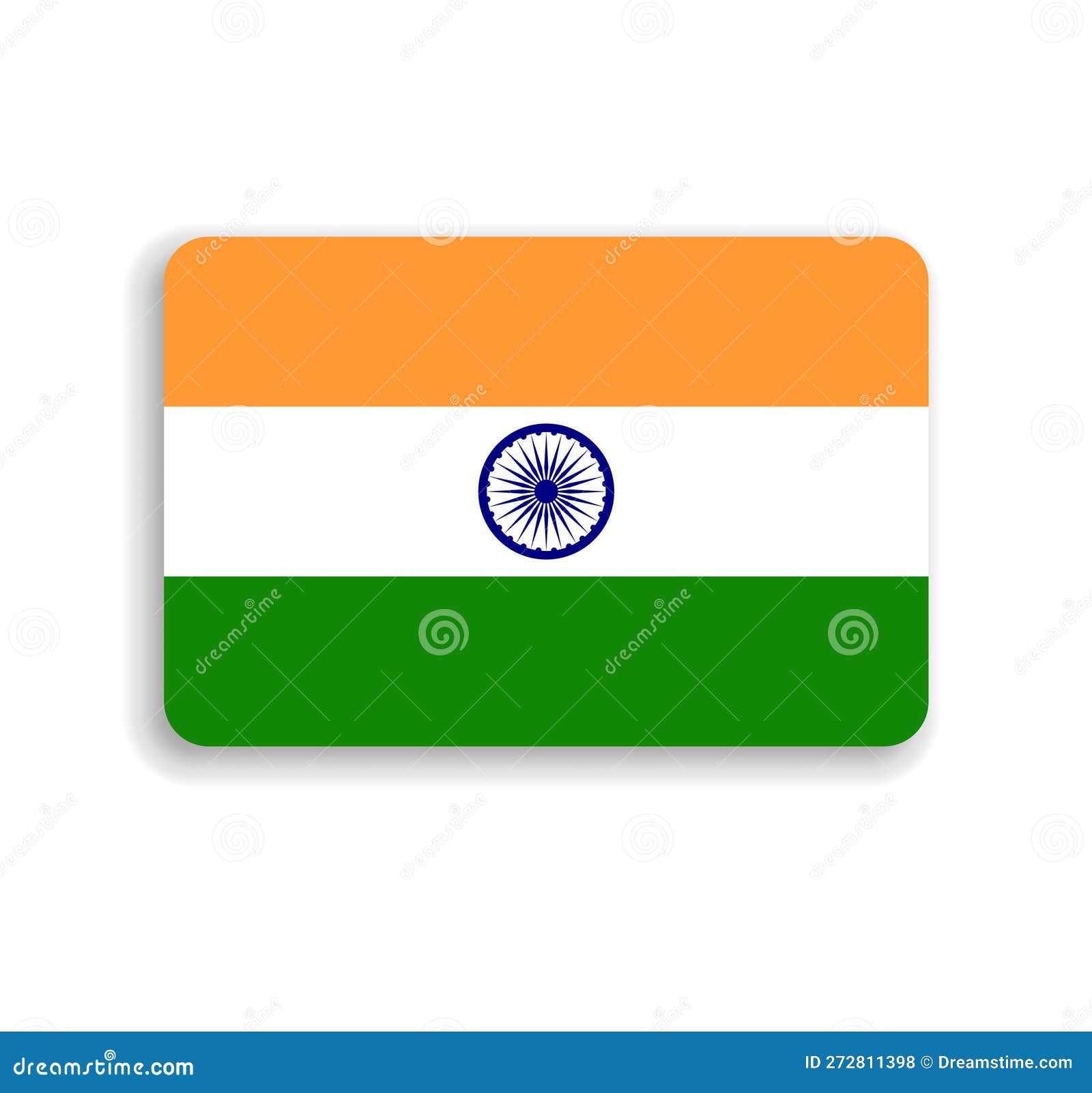 Rounded Rectangle Vector Flag of India Stock Vector - Illustration of ...