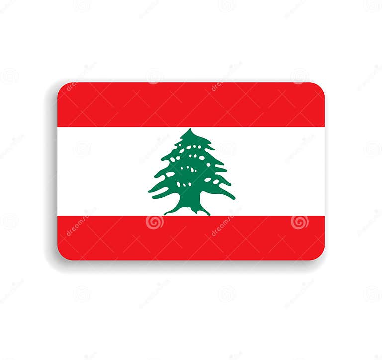 Rounded Rectangle Vector Flag of Lebanon Stock Vector - Illustration of ...