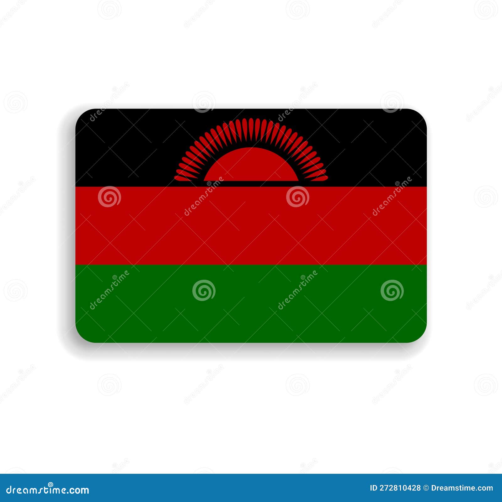 Rounded Rectangle Vector Flag of Malawi Stock Vector - Illustration of ...
