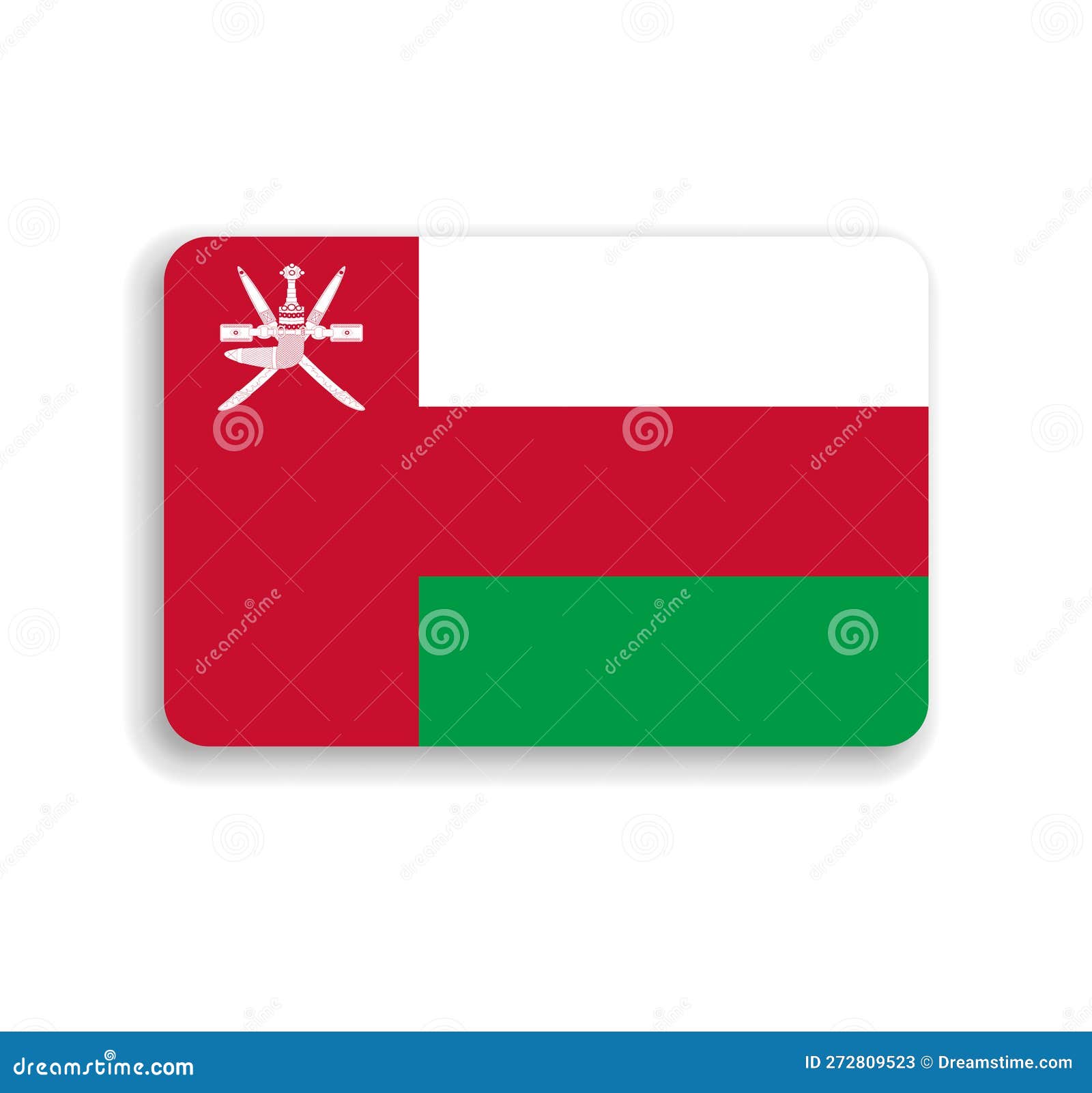 Rounded Rectangle Vector Flag of Oman Stock Vector - Illustration of ...