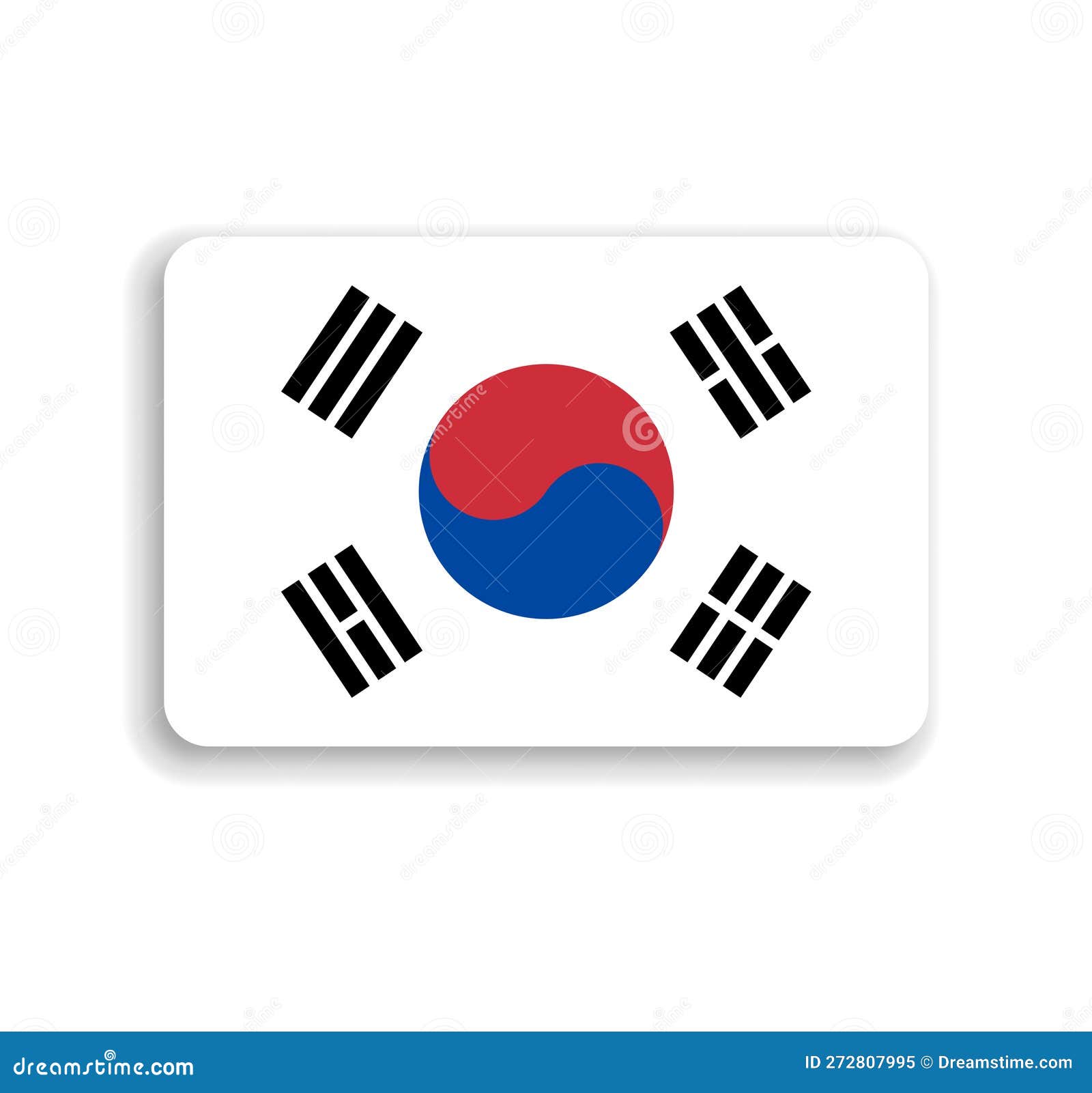 Rounded Rectangle Vector Flag of South Korea Stock Vector - Illustration of national, round ...