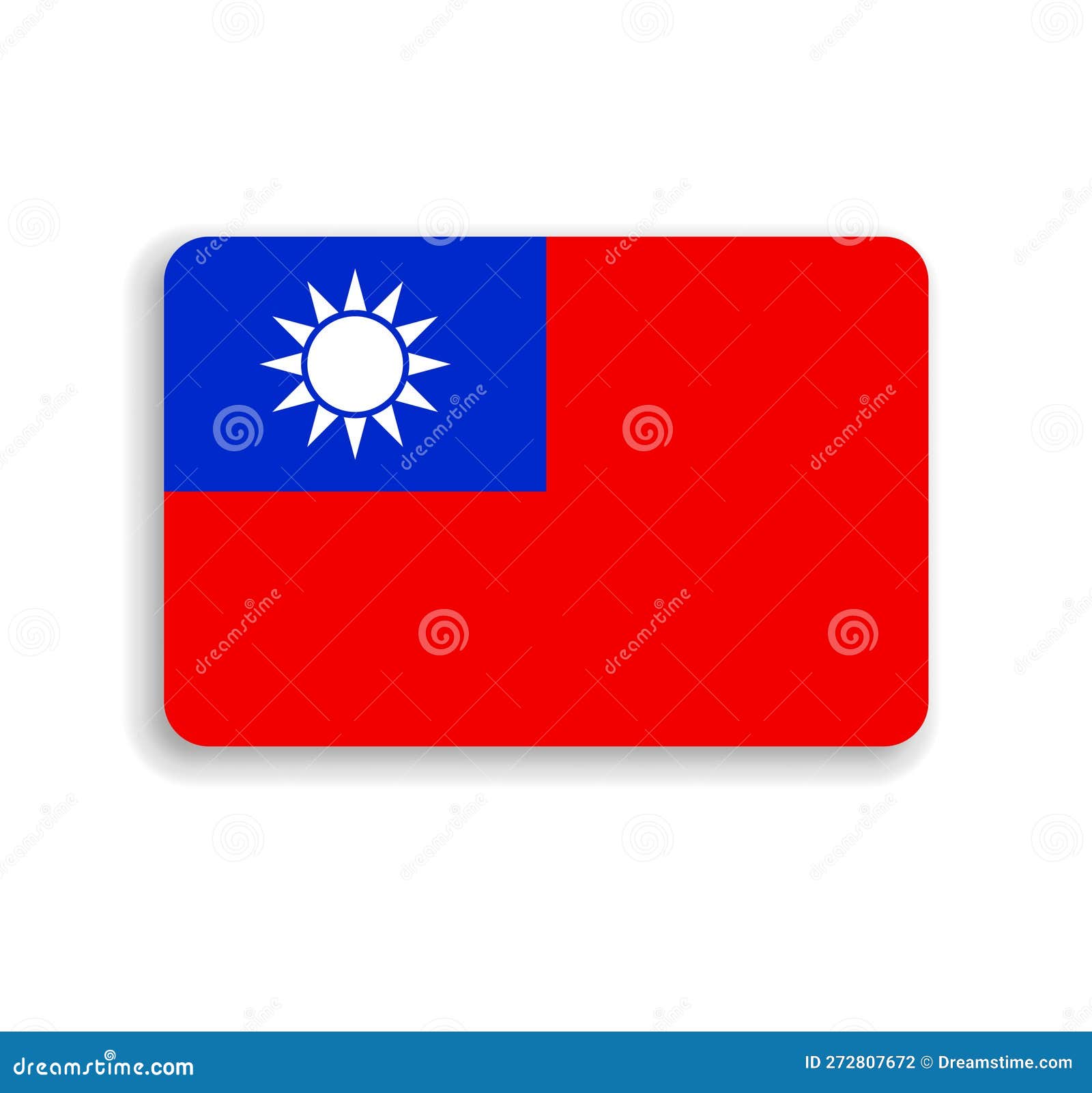 Rounded Rectangle Vector Flag of Taiwan Stock Vector - Illustration of ...