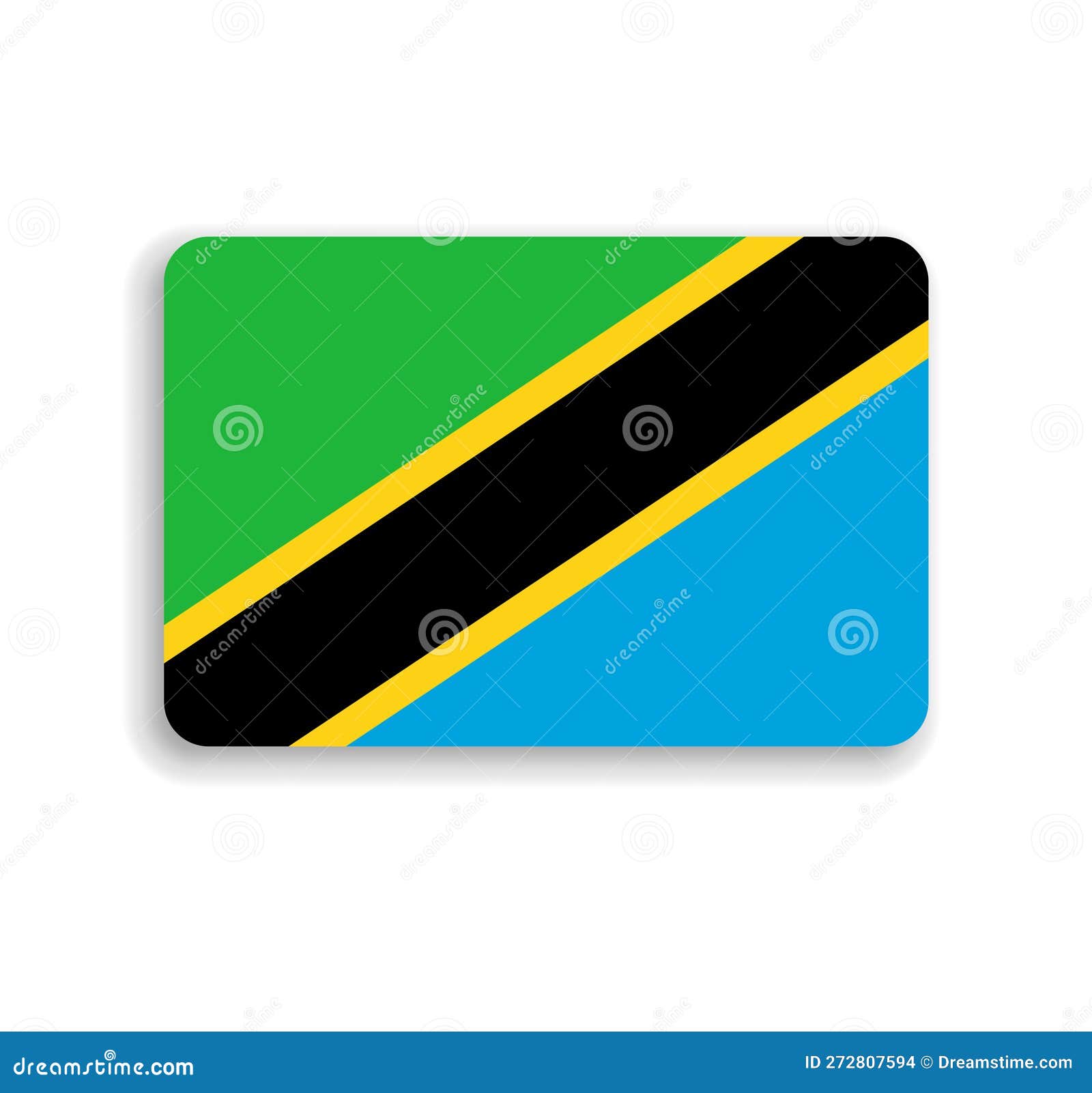 Rounded Rectangle Vector Flag of Tanzania Stock Vector - Illustration ...