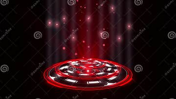 Rounded Red Hologram HUD Design. Digital Technology Concept. Radial ...