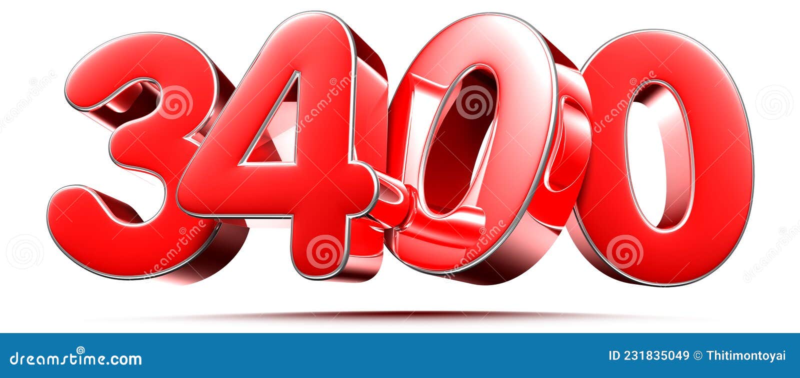 Number 3400 red. stock illustration. Illustration of distance - 231835049