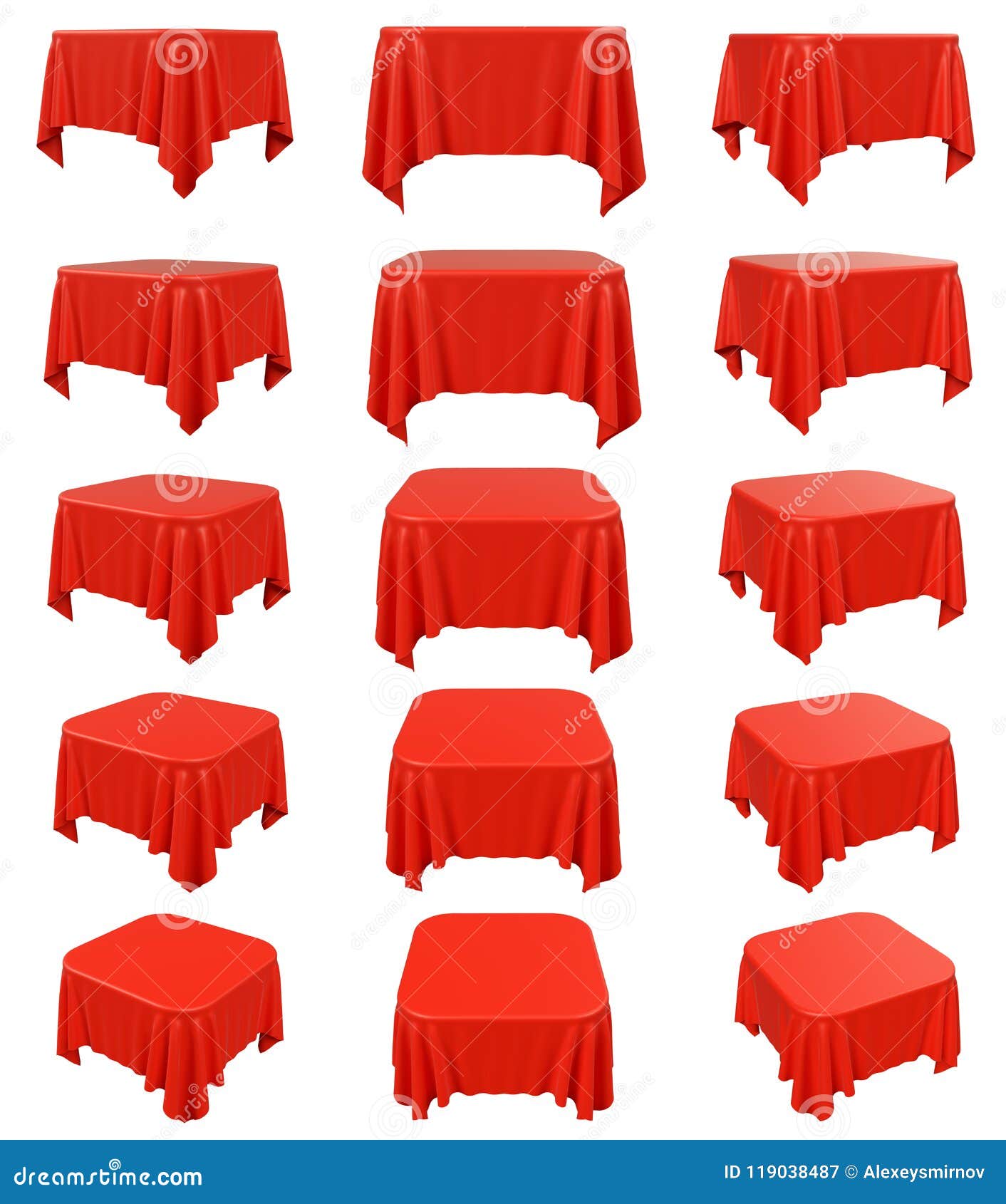 Rounded Red Square Table Cloth Set Stock Illustration - Illustration of ...