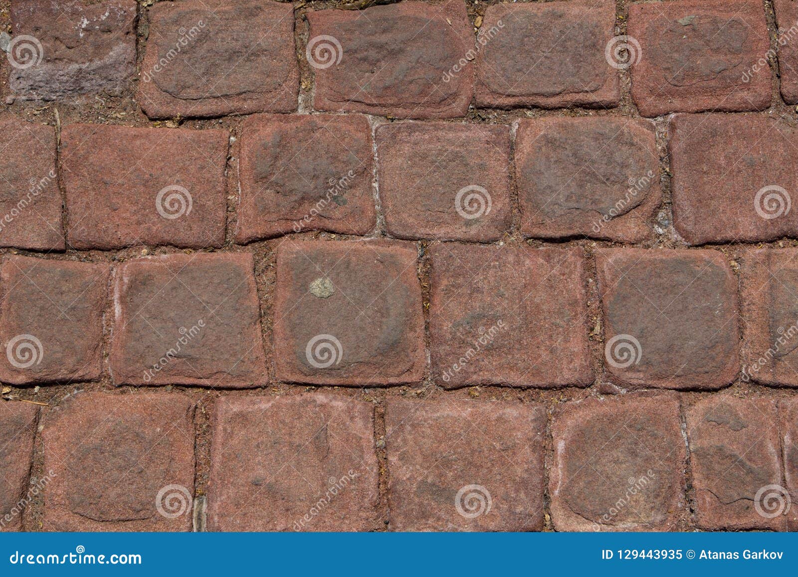 Rounded Reddish Floor Blocks Texture Outside in the City. Stock Image ...