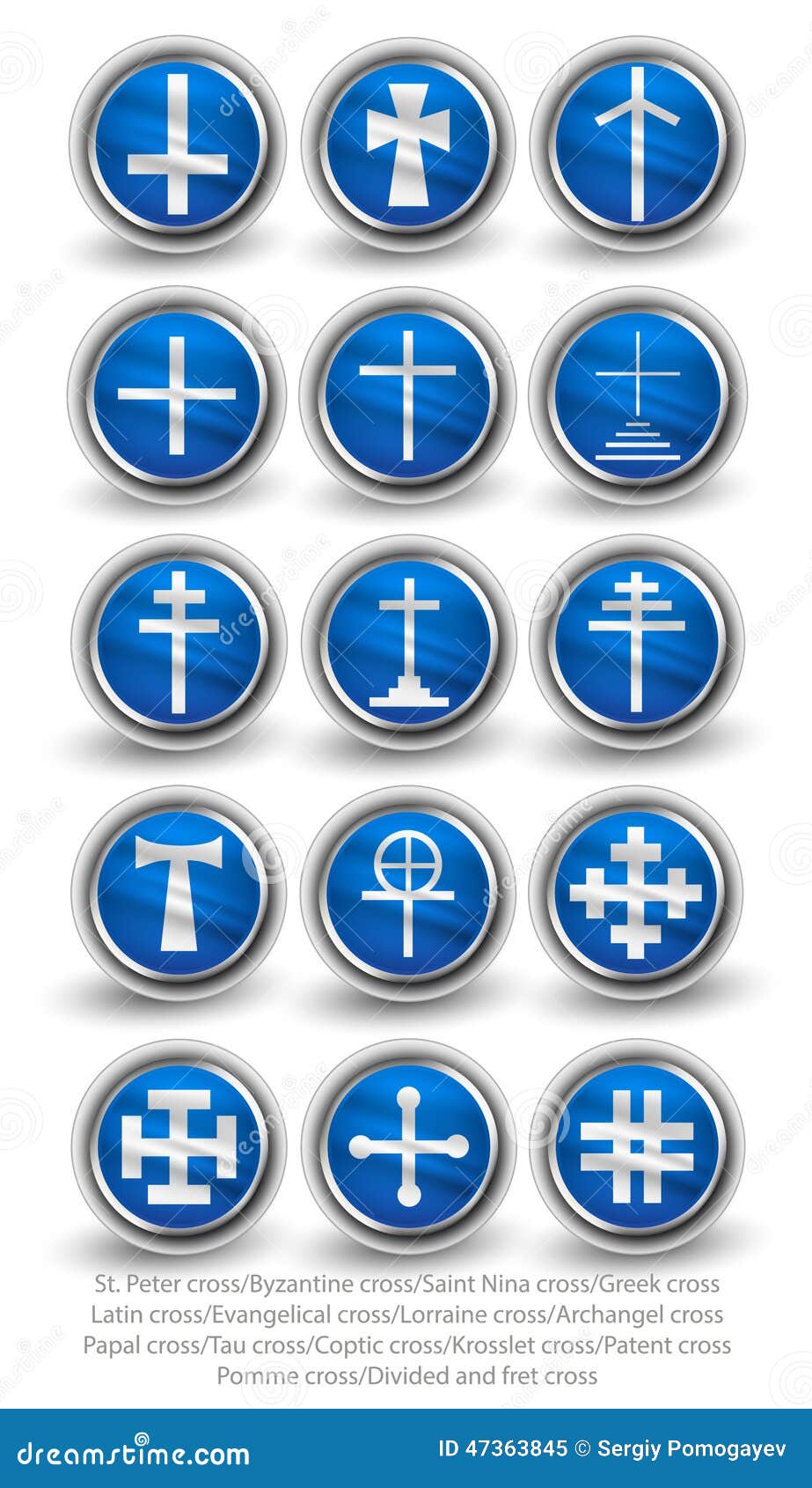 Rounded Religion Cross Set. Part 2 Stock Vector - Illustration of blue ...