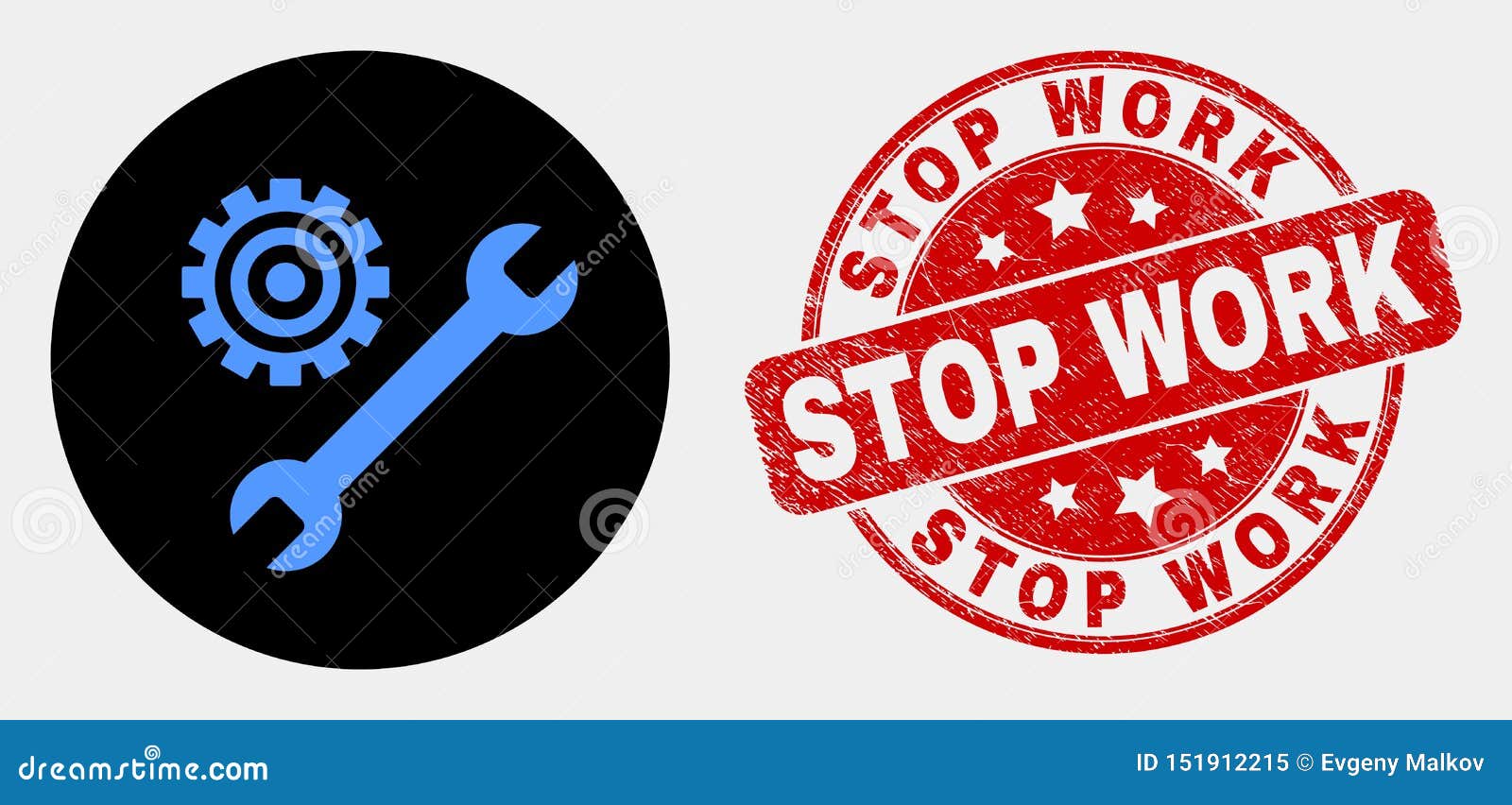 Vector Repair Tools Icon and Grunge Stop Work Watermark Stock Vector ...