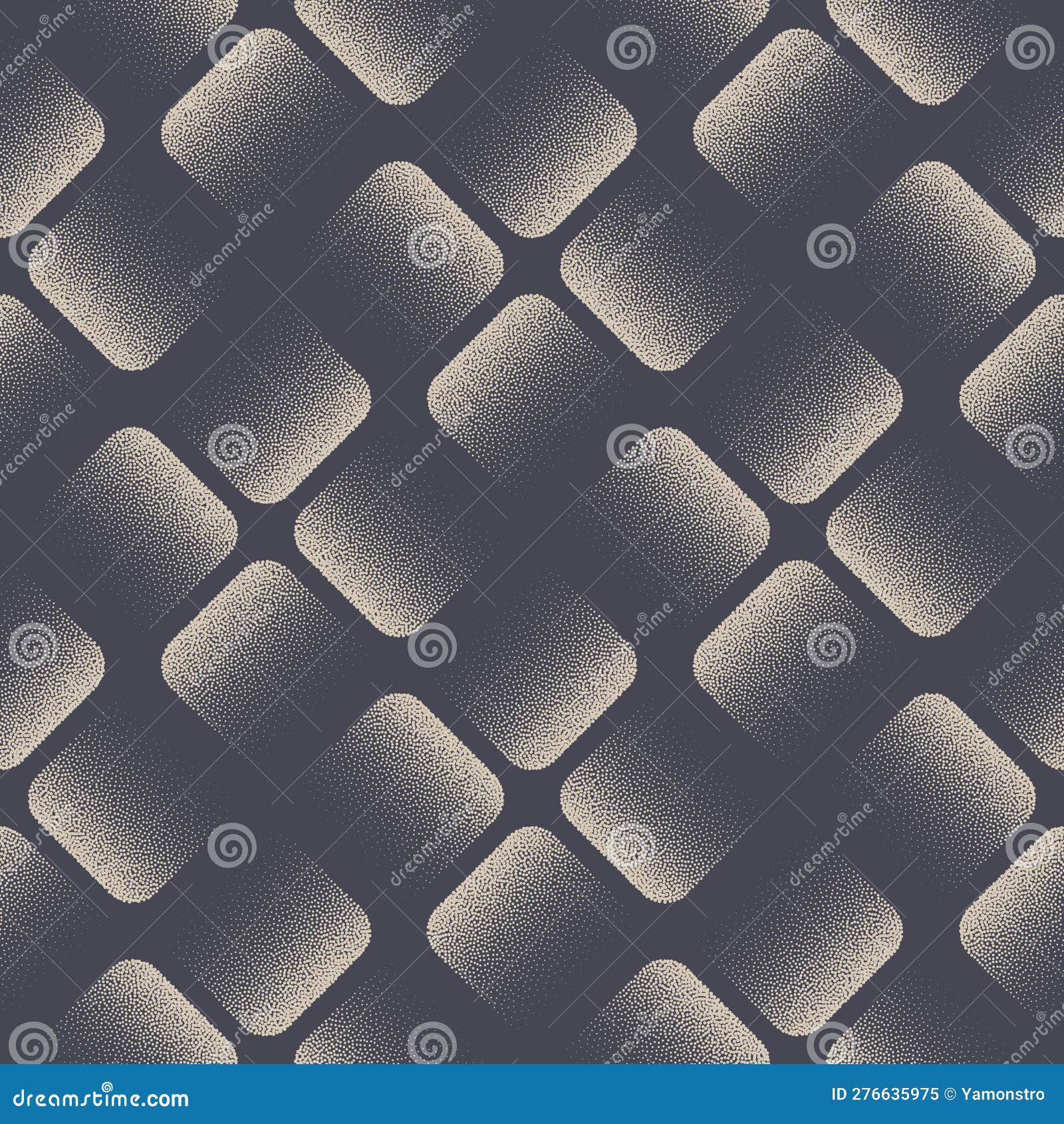 Rounded Rhombus Cool Seamless Pattern Vector Dotwork Texture Abstract Background Stock Vector ...