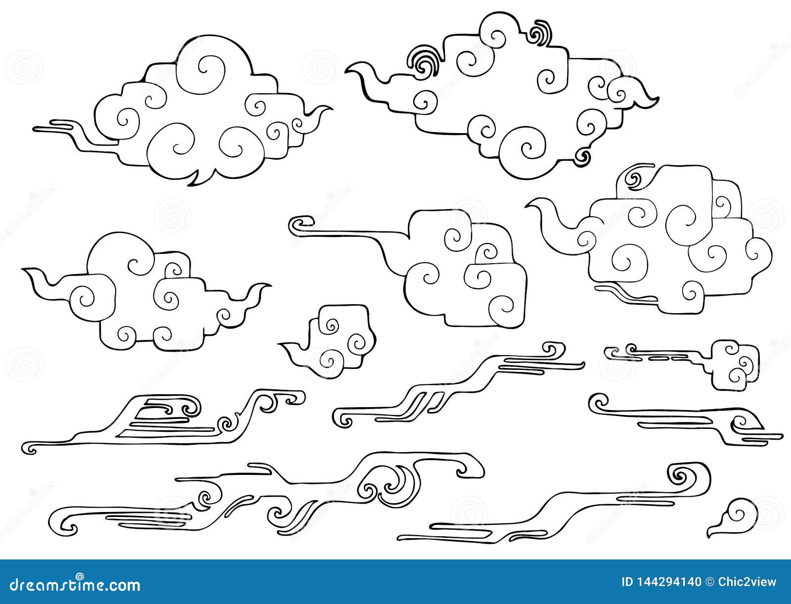 Rounded Right Angle Oriental Cloud Or Japanese Cloud Or Chinese Cloud ...