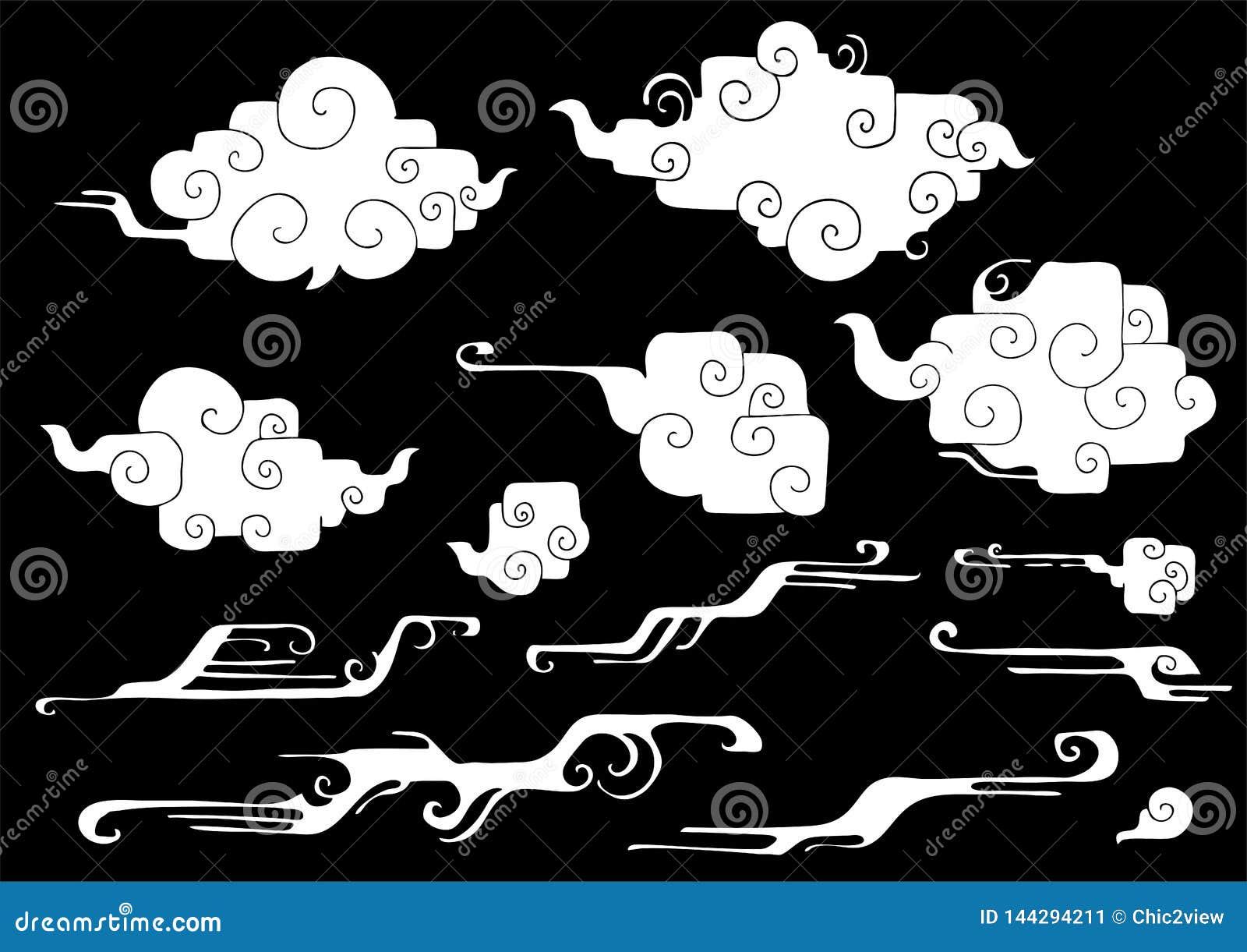 Rounded Right Angle Oriental Cloud or Japanese Cloud or Chinese Cloud ...