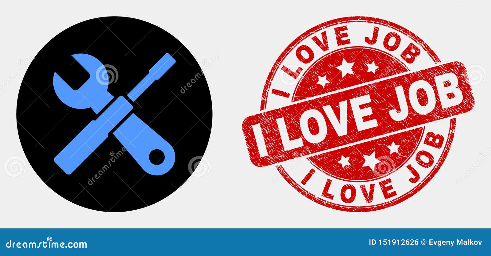 Vector Setup Tools Icon and Distress I Love Job Stamp Seal Stock Vector ...