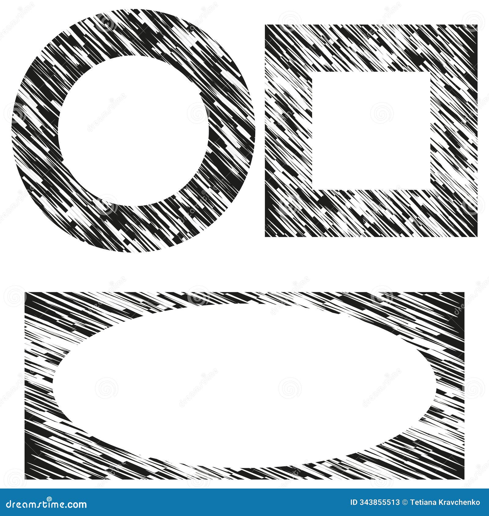 Rounded Shapes Hatch. Abstract Black Pattern. Vector Graphic Outline ...