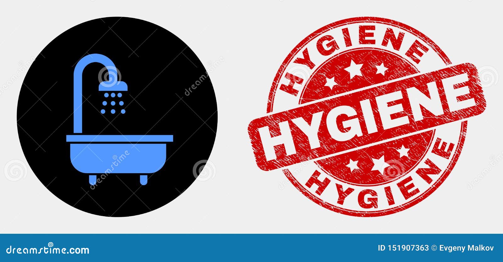 Vector Shower Bath Icon and Distress Hygiene Stamp Seal Stock Vector ...