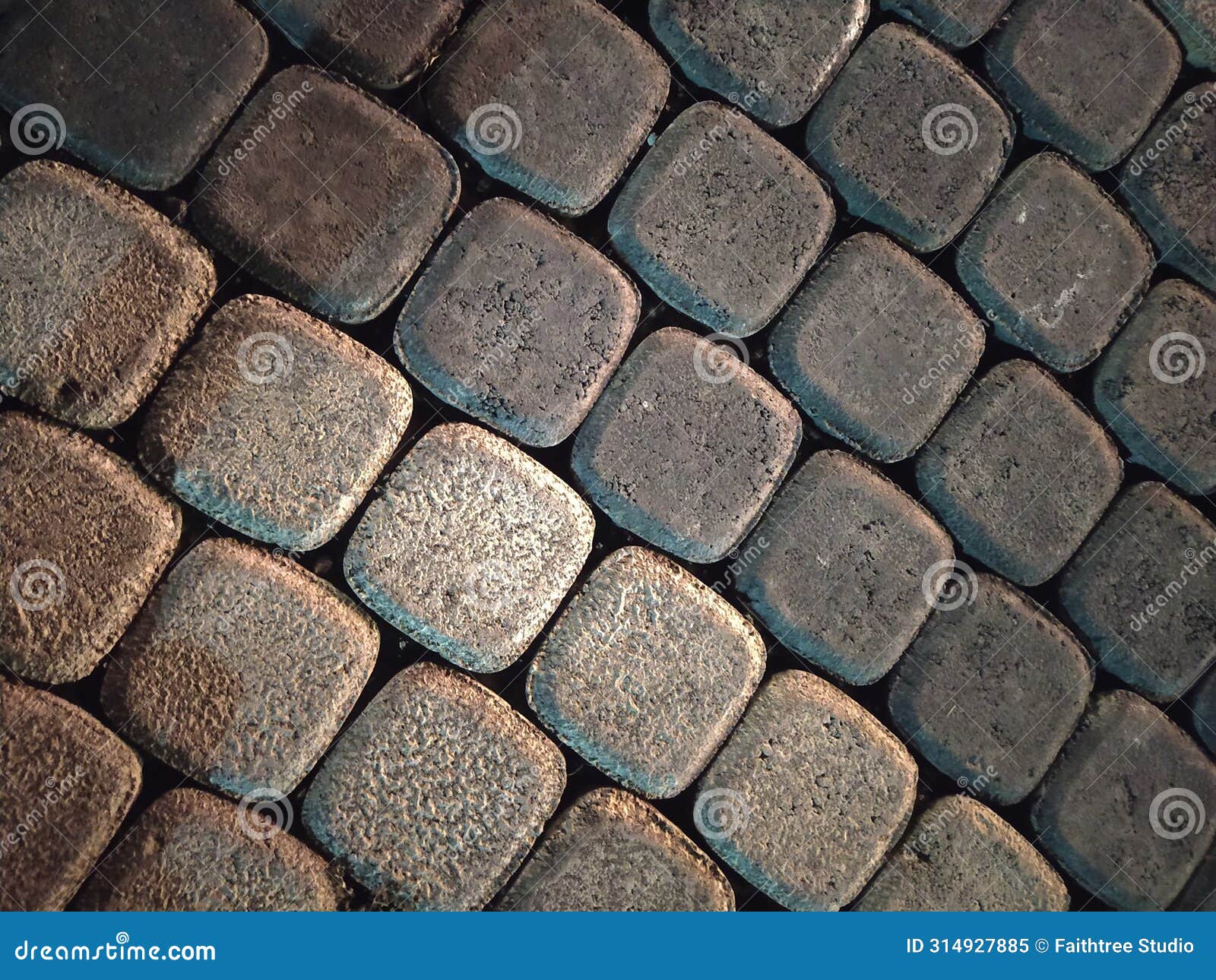 Rounded Side Square Paving Cobble Stone Applied on Public Park Walkways ...