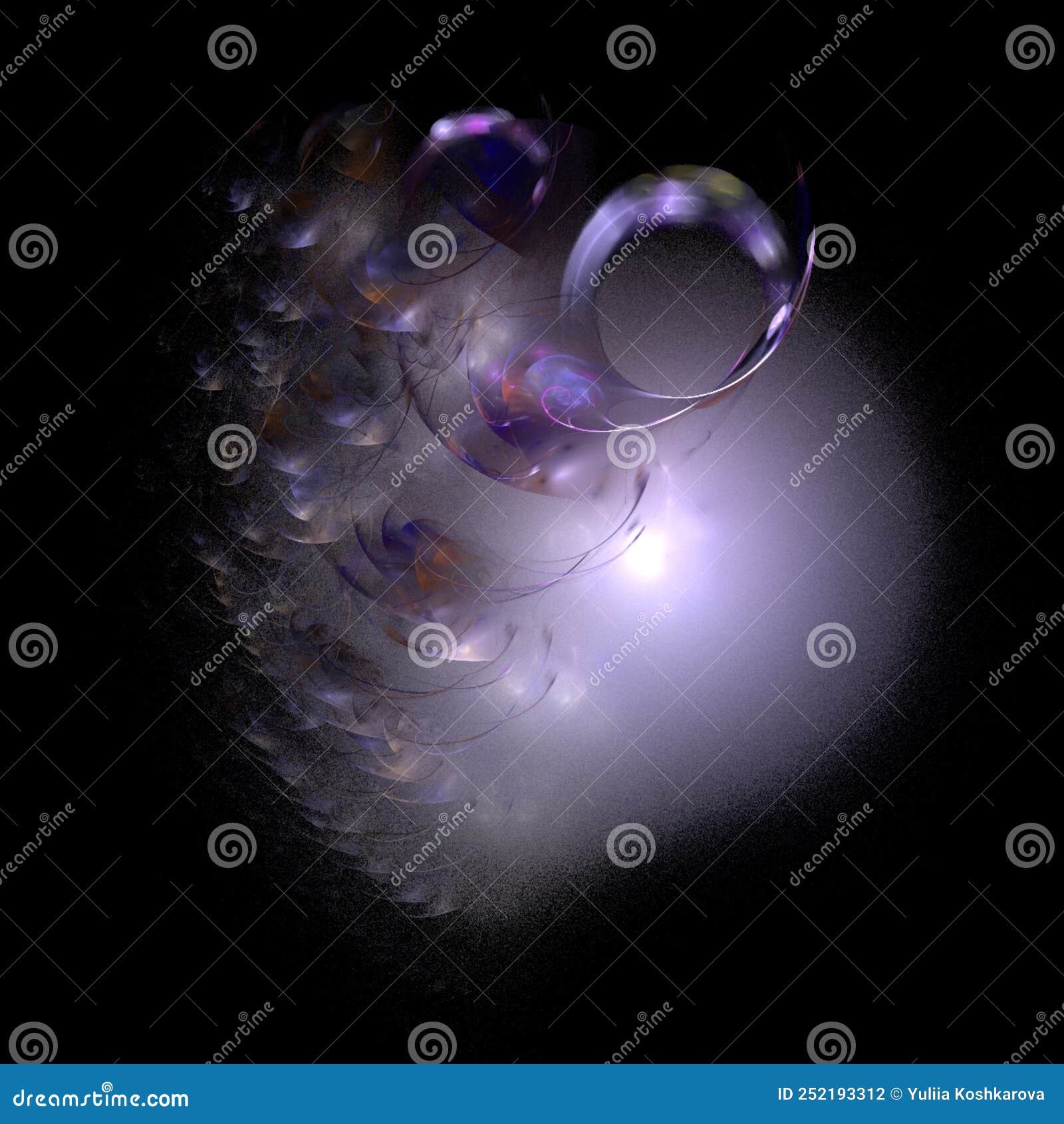 Rounded Smooth Abstract Lilac Element on a Black Background, Design ...