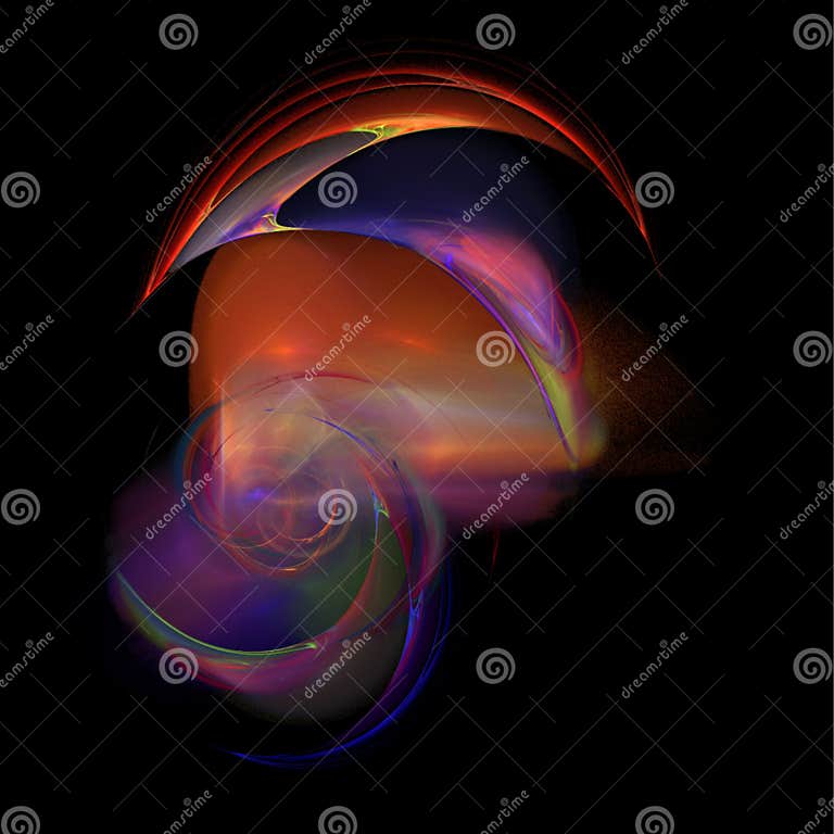 Rounded Smooth Abstract Red-blue Element on a Black Background, Design ...