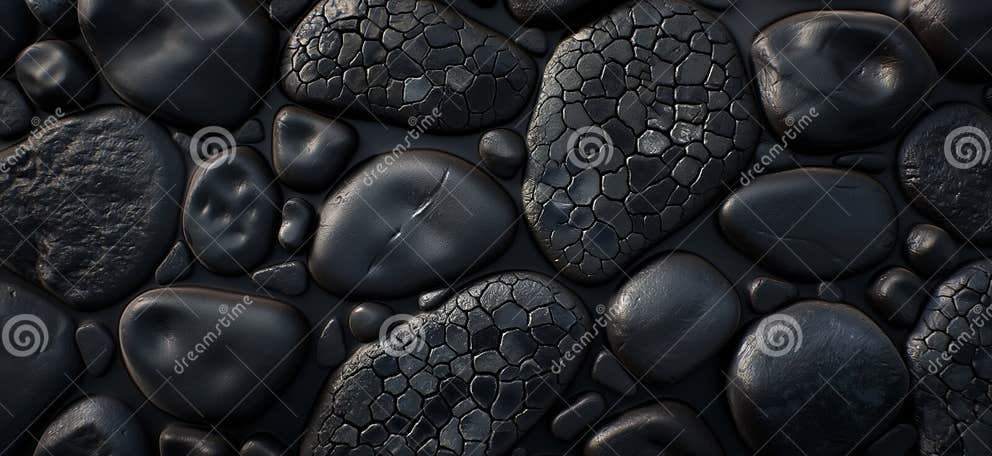 Rounded Smooth Black Stone Pattern. Lava Stone Background Stock ...