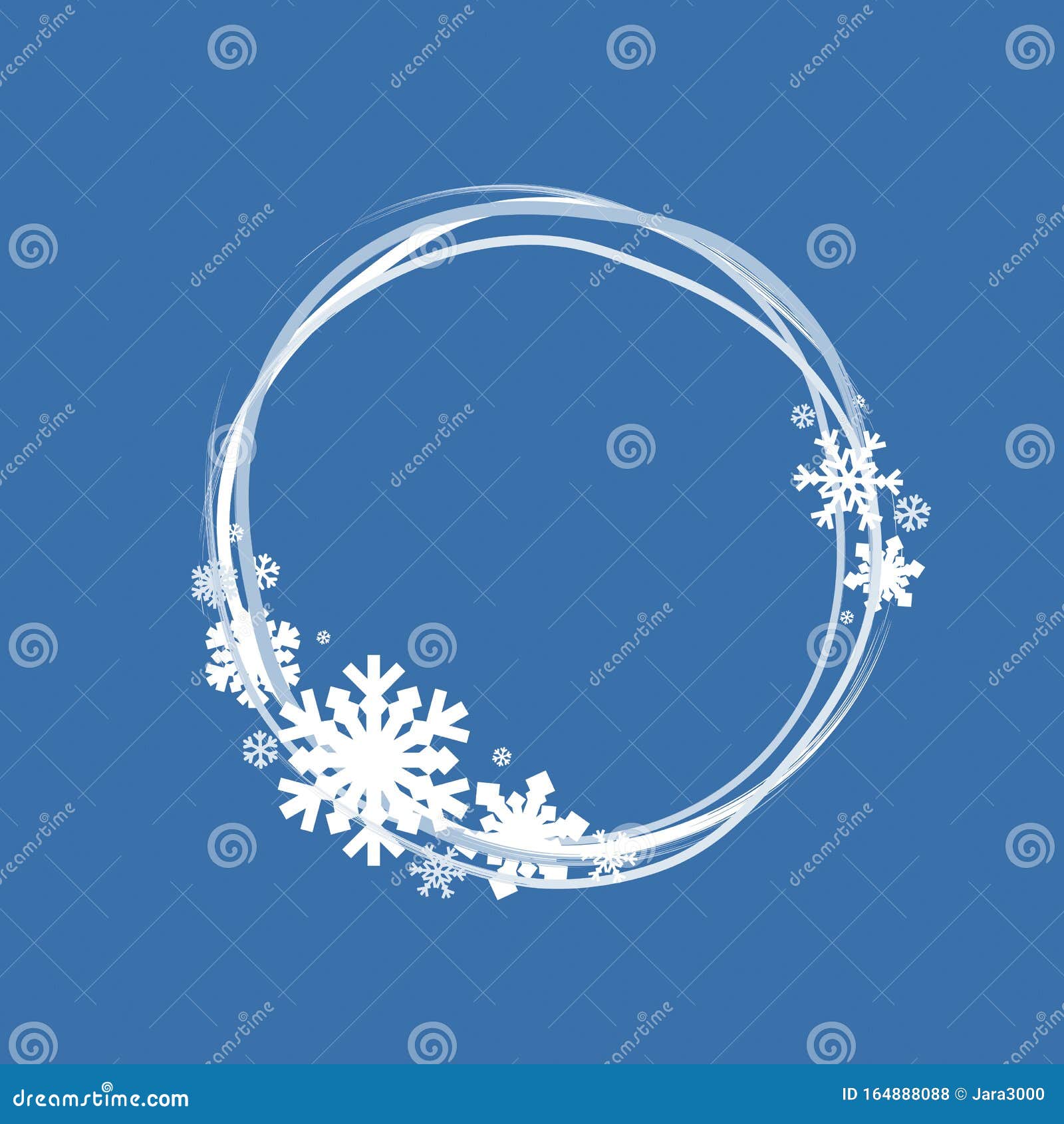 Rounded Snow Frame with Snowflakes. Vector Image Stock Vector ...