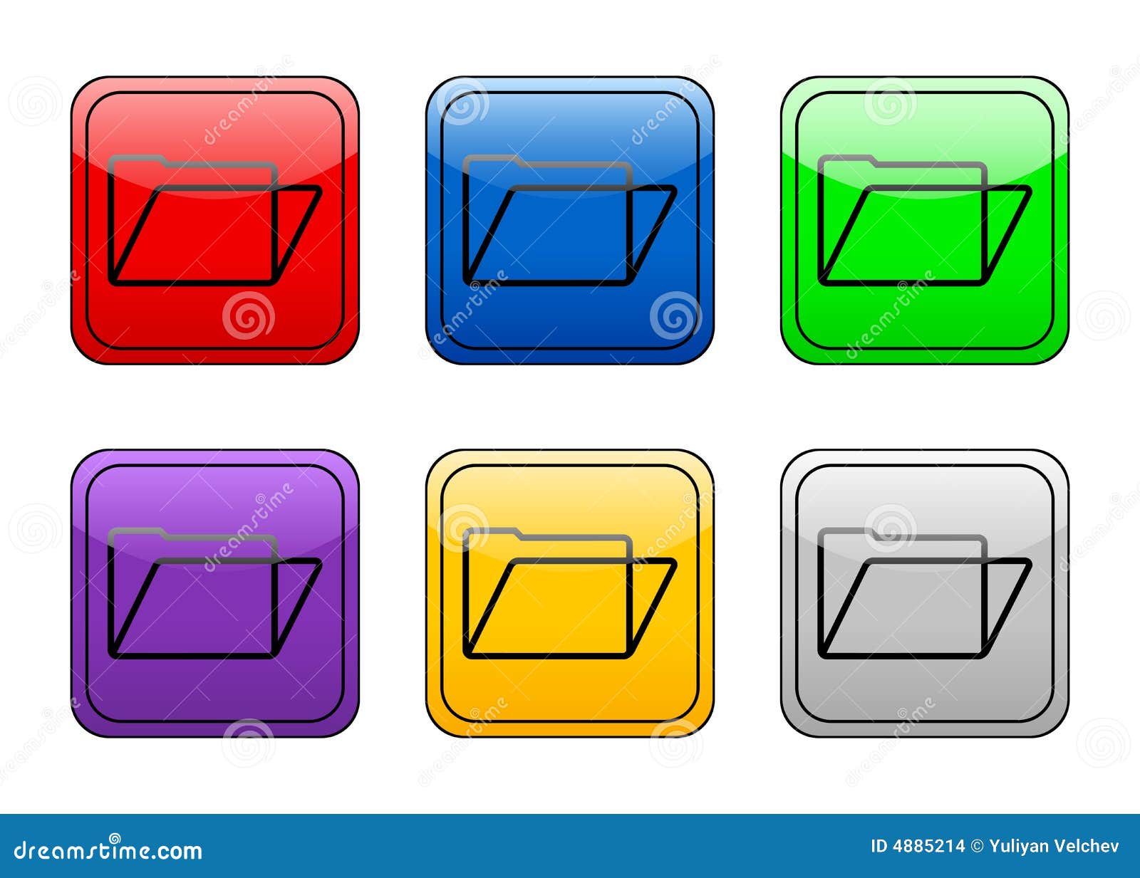 Rounded Square Button Folder Stock Vector - Illustration of green, grey ...