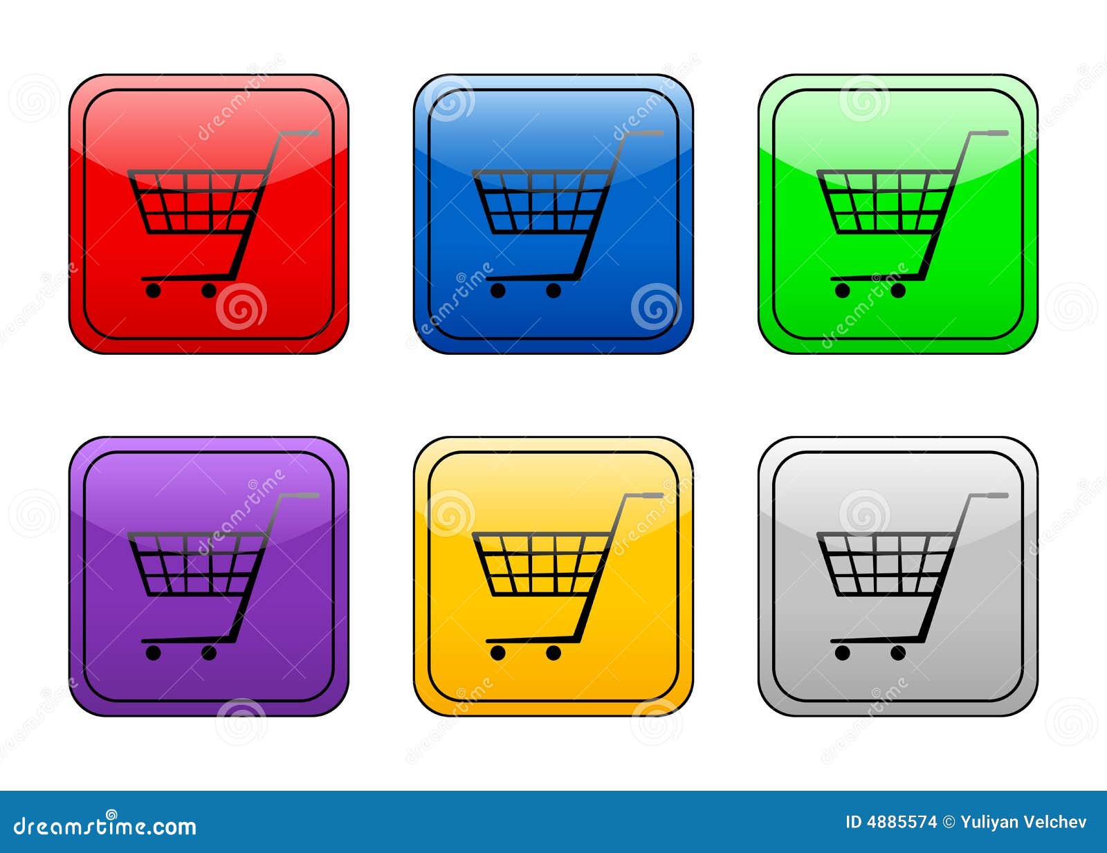 Rounded Square Button Shopping Stock Vector - Illustration of object ...