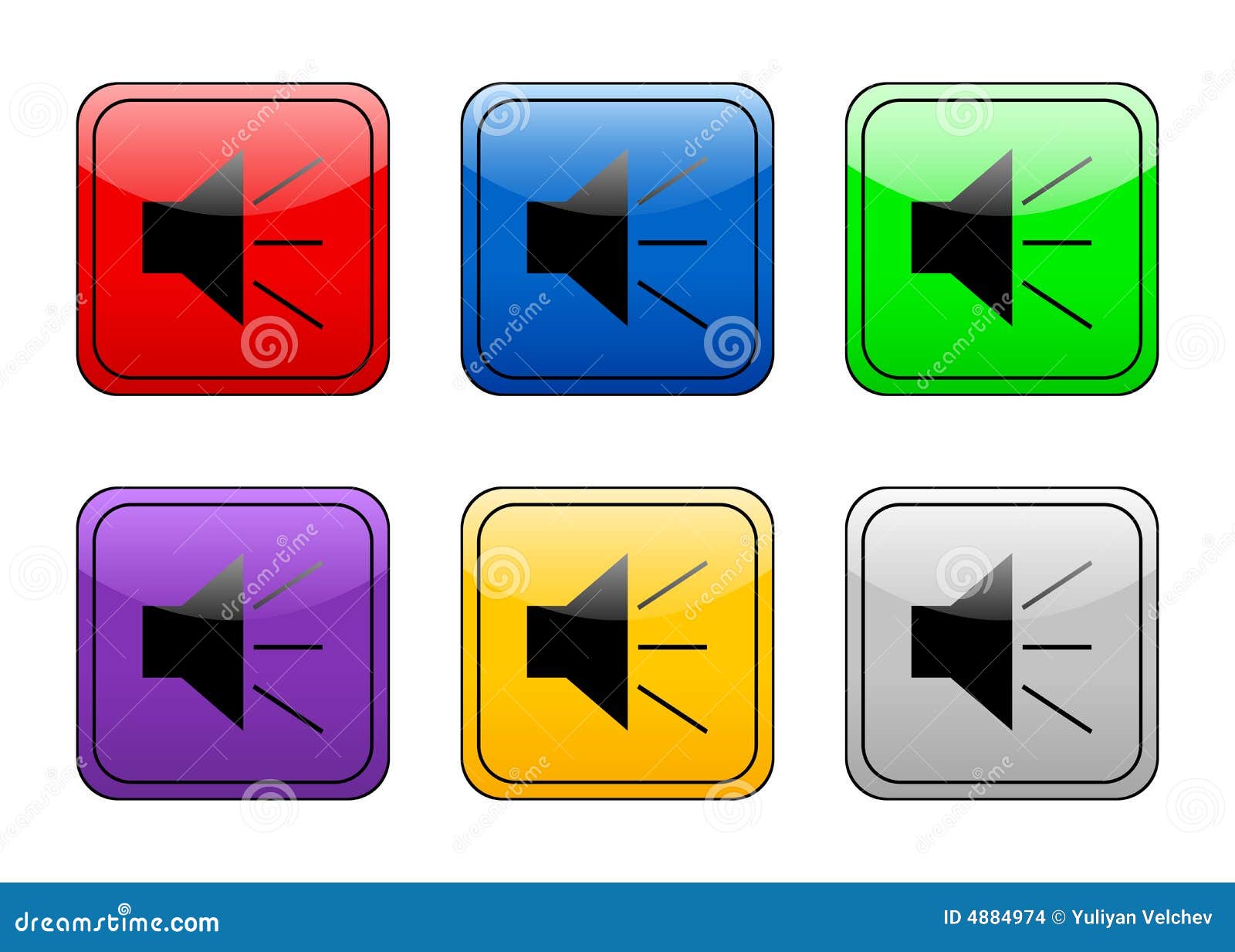 Rounded Square Button Sound Stock Vector - Illustration of site, square ...