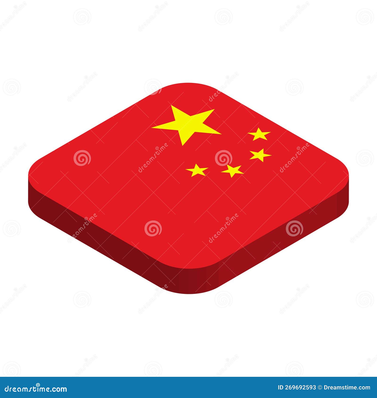 Rounded Square Isometric Vector Flag of China Stock Vector ...