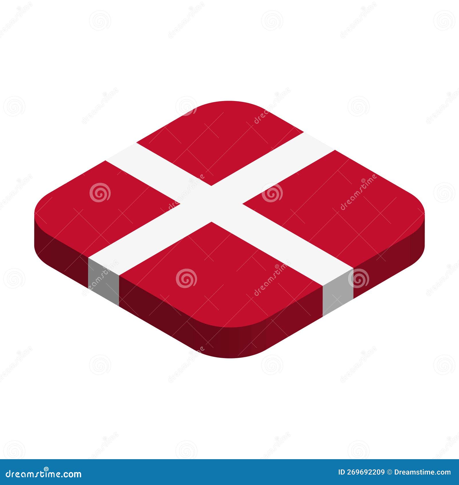 Rounded Square Isometric Vector Flag of Denmark Stock Illustration ...