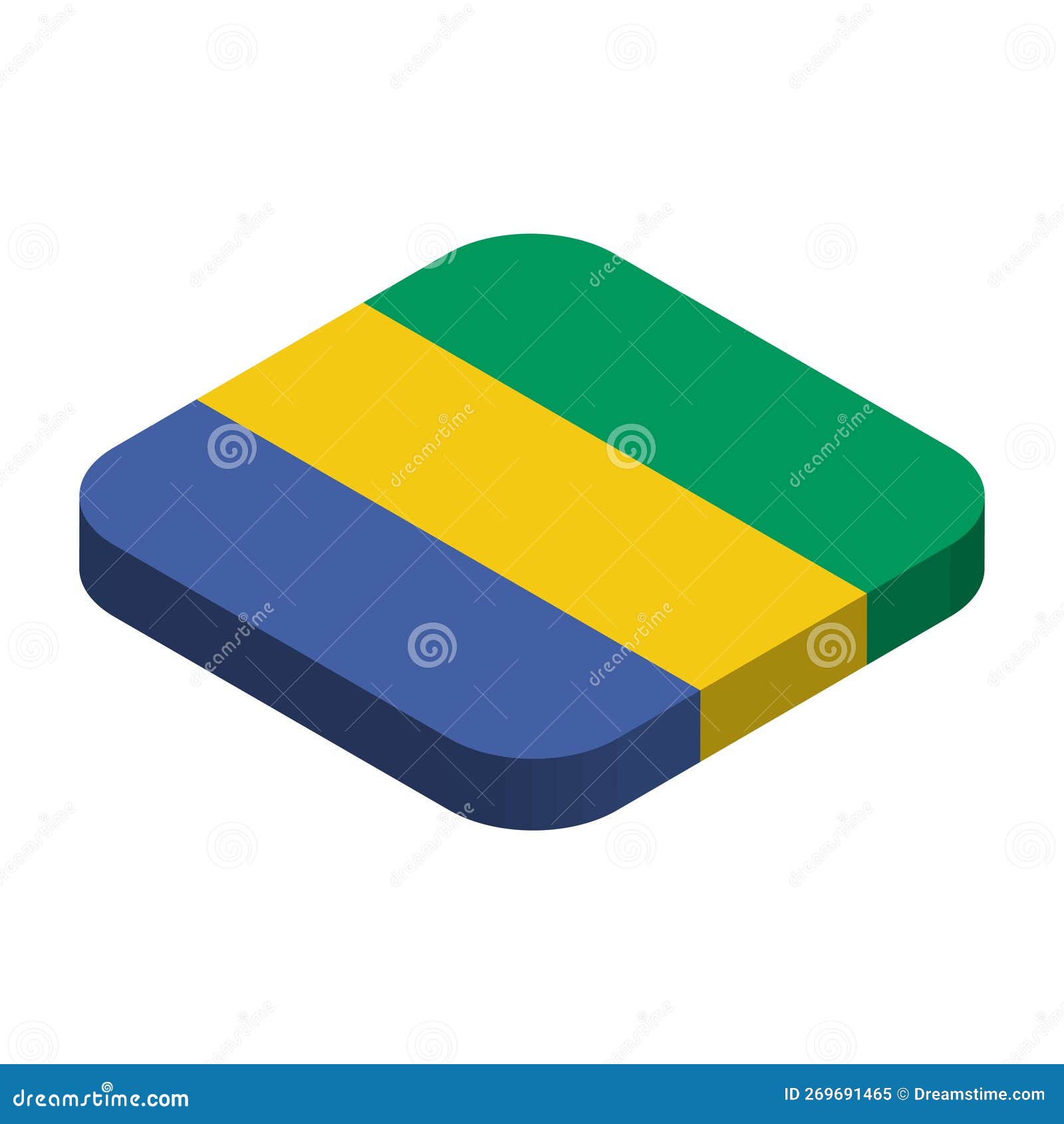 Rounded Square Isometric Vector Flag of Gabon Stock Vector ...