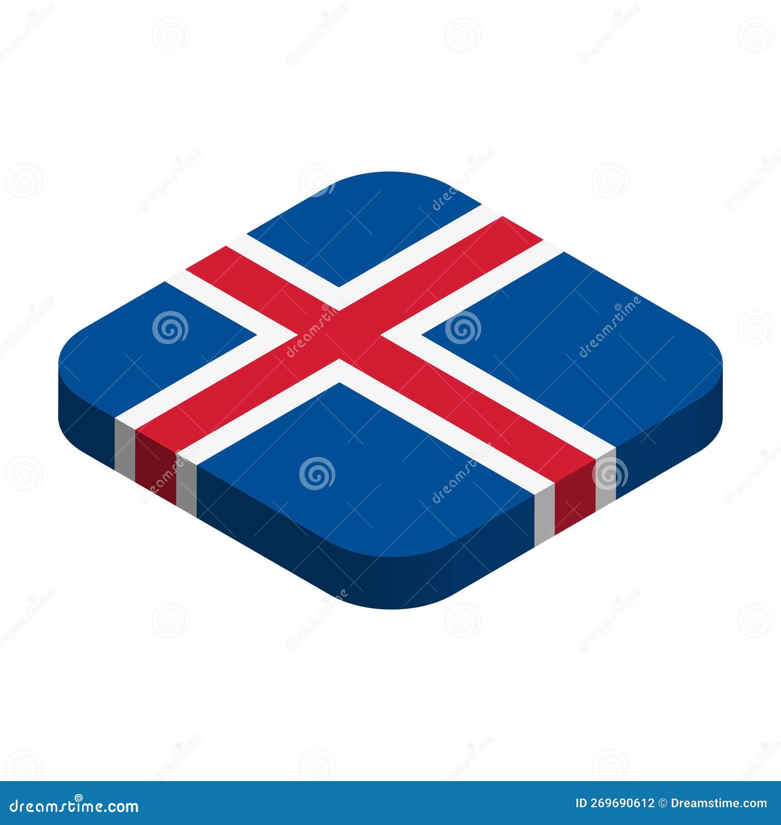 Rounded Square Isometric Vector Flag of Iceland Stock Vector ...