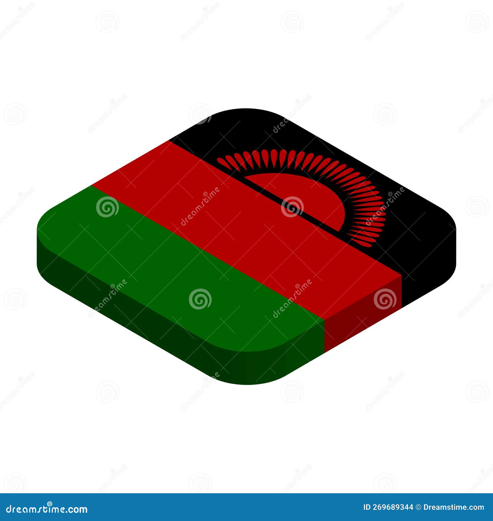 Rounded Square Isometric Vector Flag of Malawi Stock Vector ...