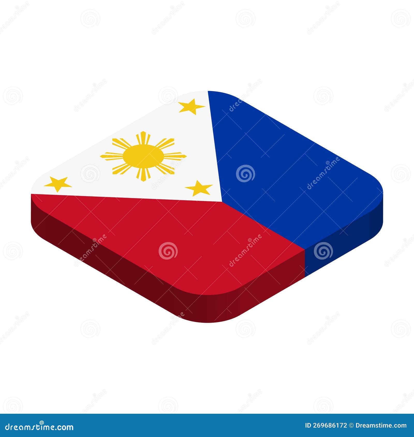 Rounded Square Isometric Vector Flag of Philippines Stock Vector ...