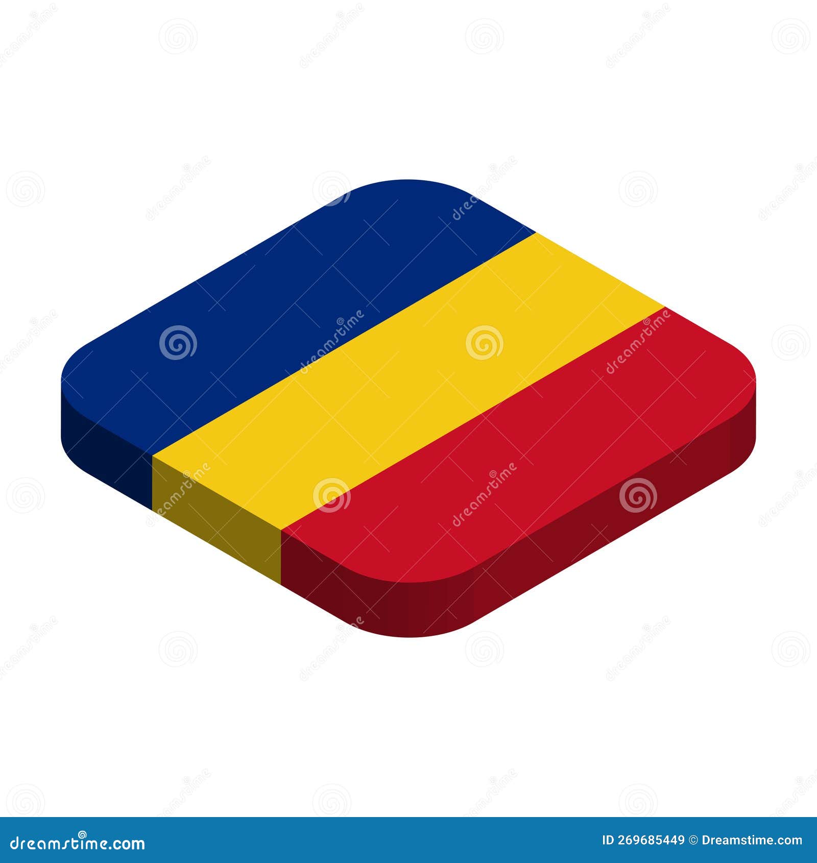 Rounded Square Isometric Vector Flag of Romania Stock Vector ...