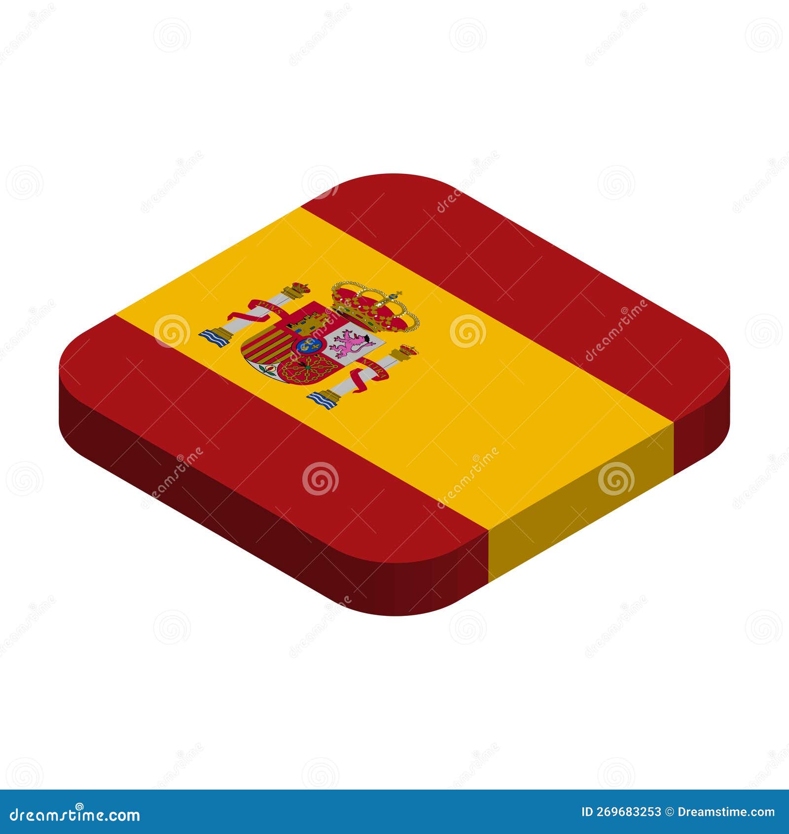 Rounded Square Isometric Vector Flag of Spain Stock Vector ...